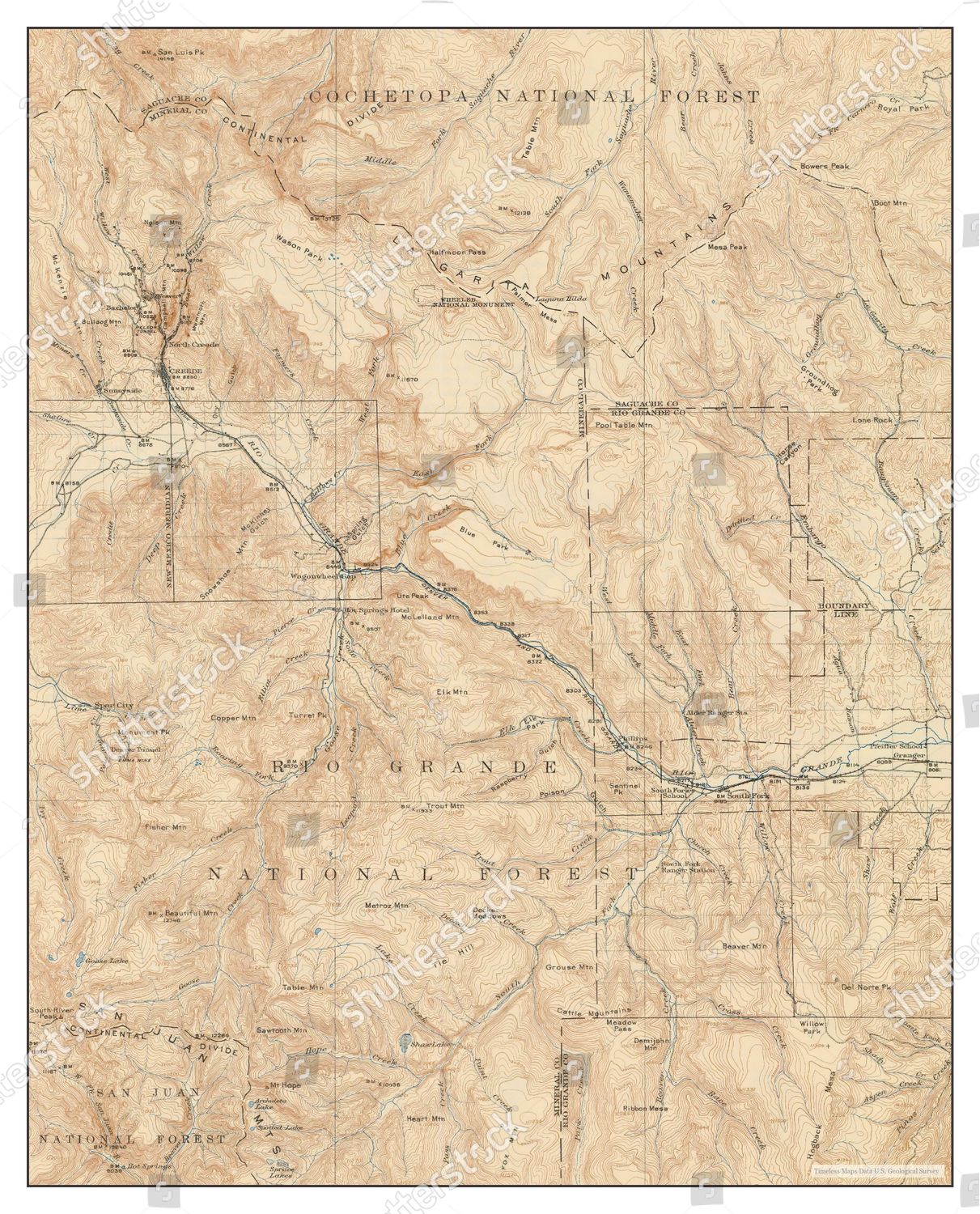 Usa Timeless Maps Creede Colorado Map Editorial Stock Photo - Stock ...