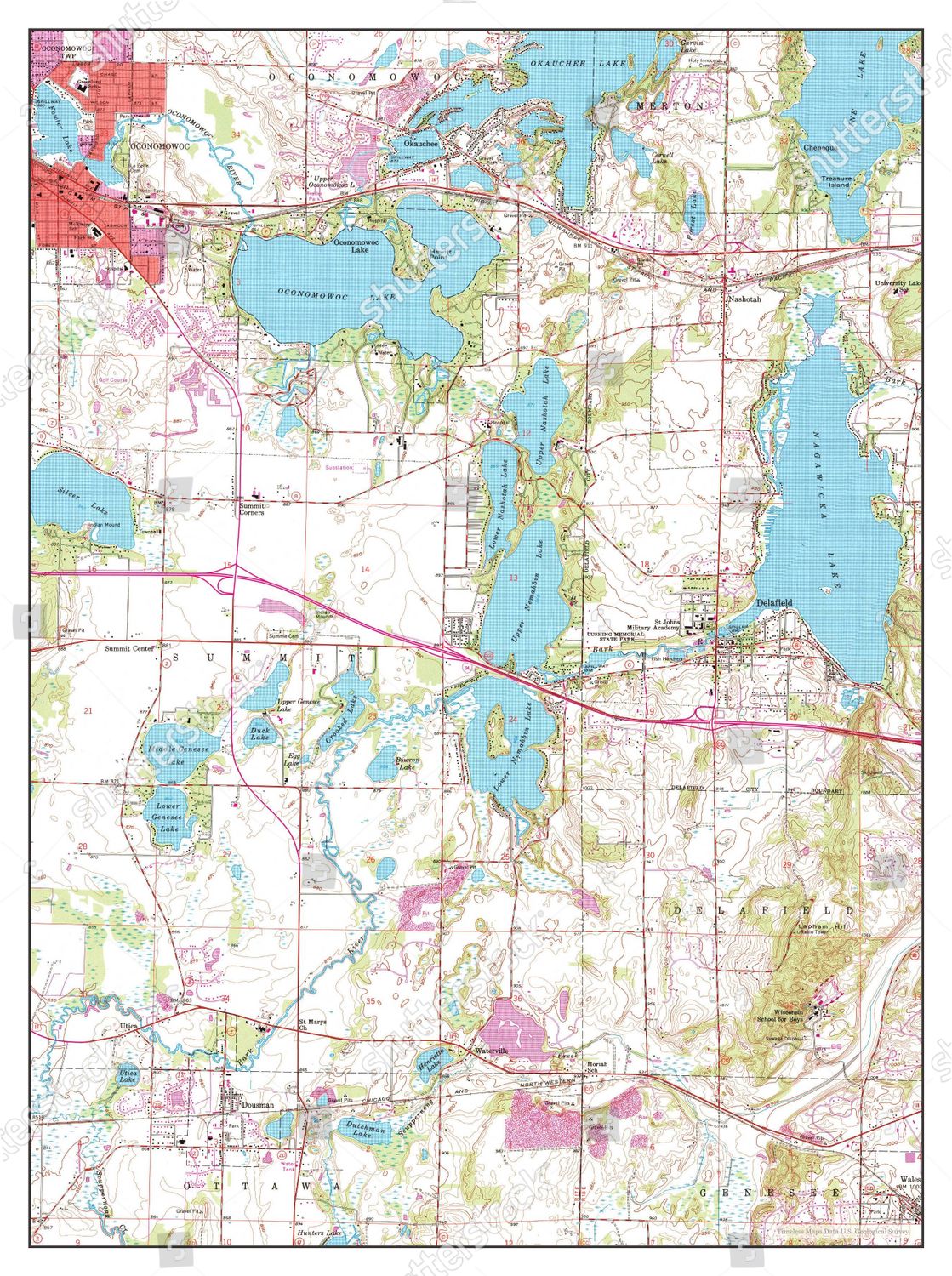 Usa Timeless Maps Oconomowoc East Wisconsin Editorial Stock Photo ...
