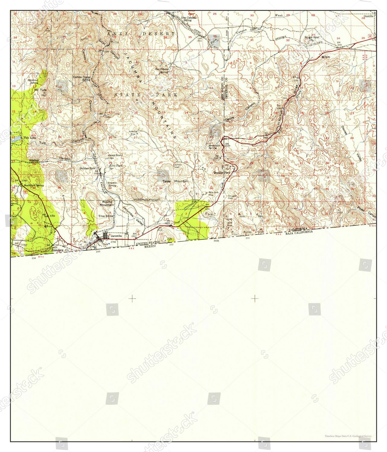 Usa Timeless Maps Jacumba California Map Editorial Stock Photo - Stock ...