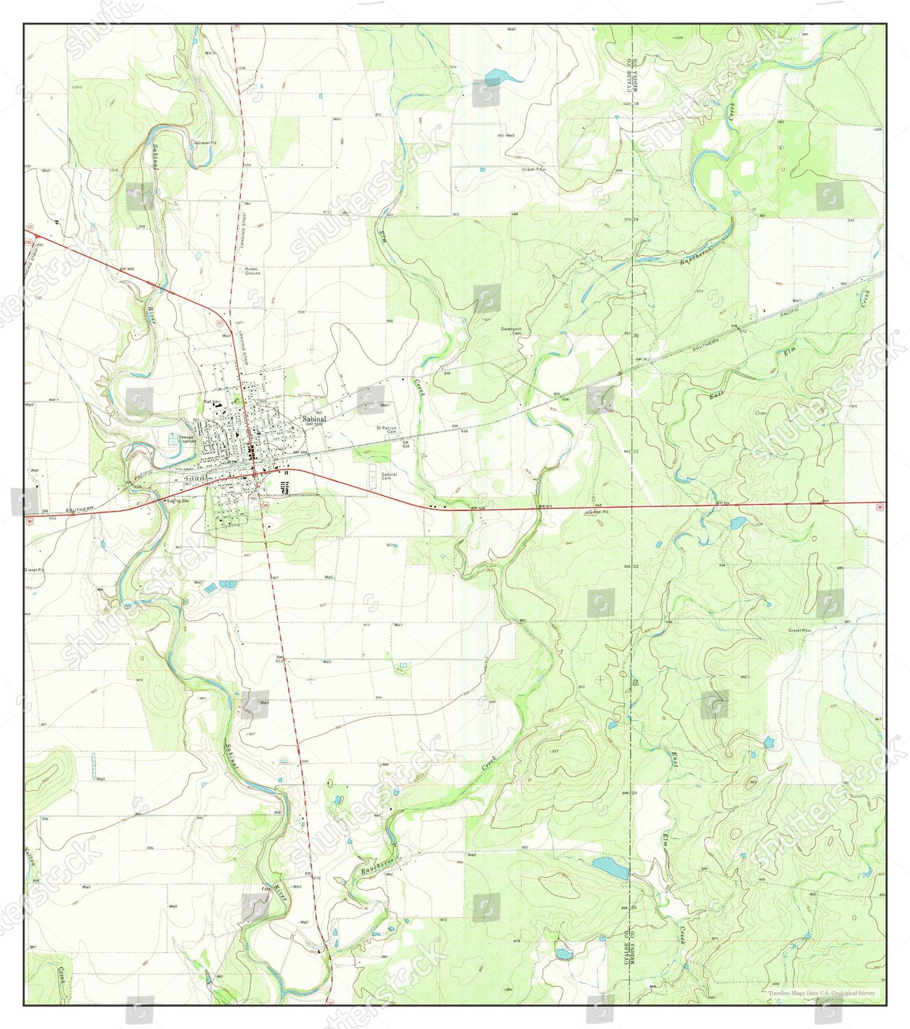 Usa Timeless Maps Sabinal Texas Map Editorial Stock Photo - Stock Image ...