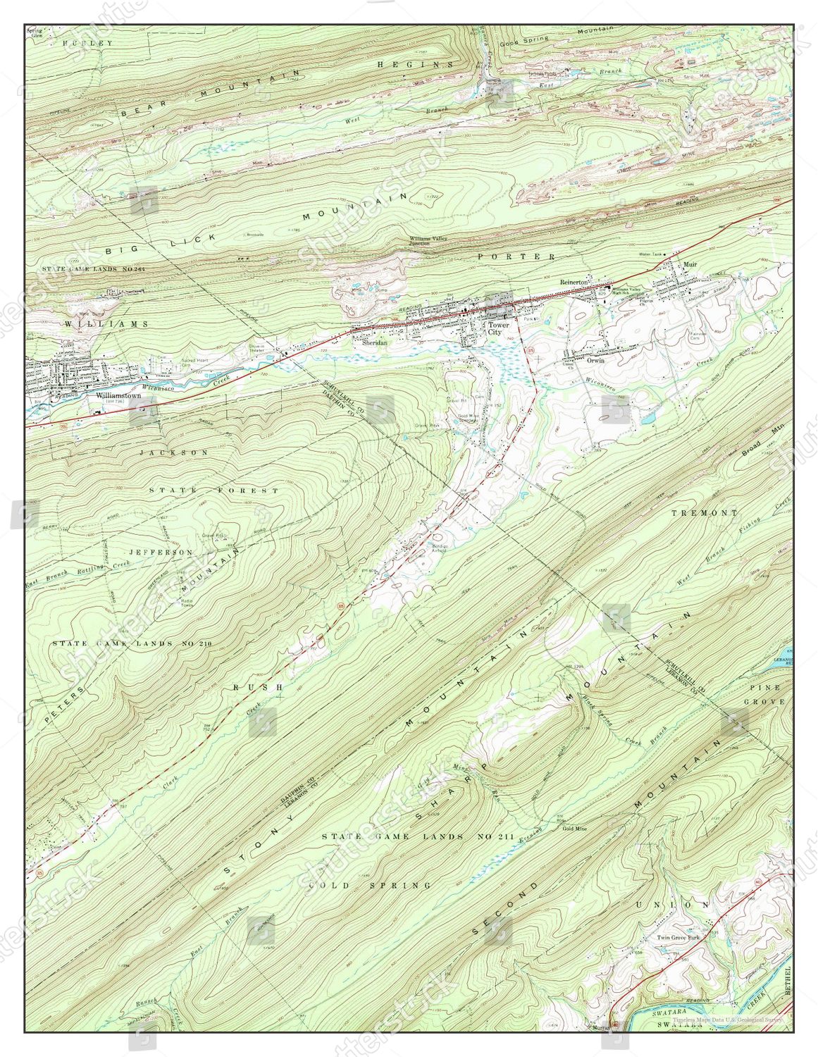 Usa Timeless Maps Tower City Pennsylvania Editorial Stock Photo - Stock ...