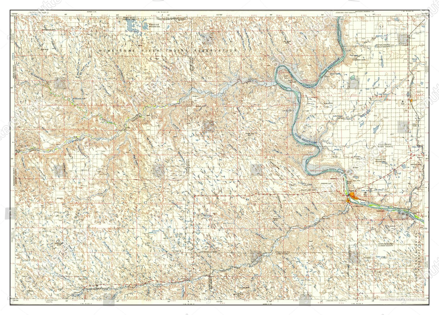 Usa Timeless Maps Pierre South Dakota Editorial Stock Photo - Stock ...