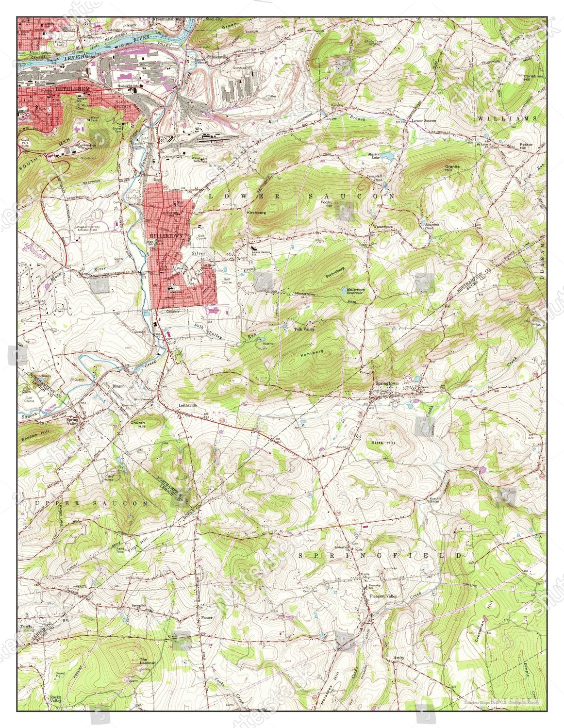 Usa Timeless Maps Hellertown Pennsylvania Map Editorial Stock Photo ...