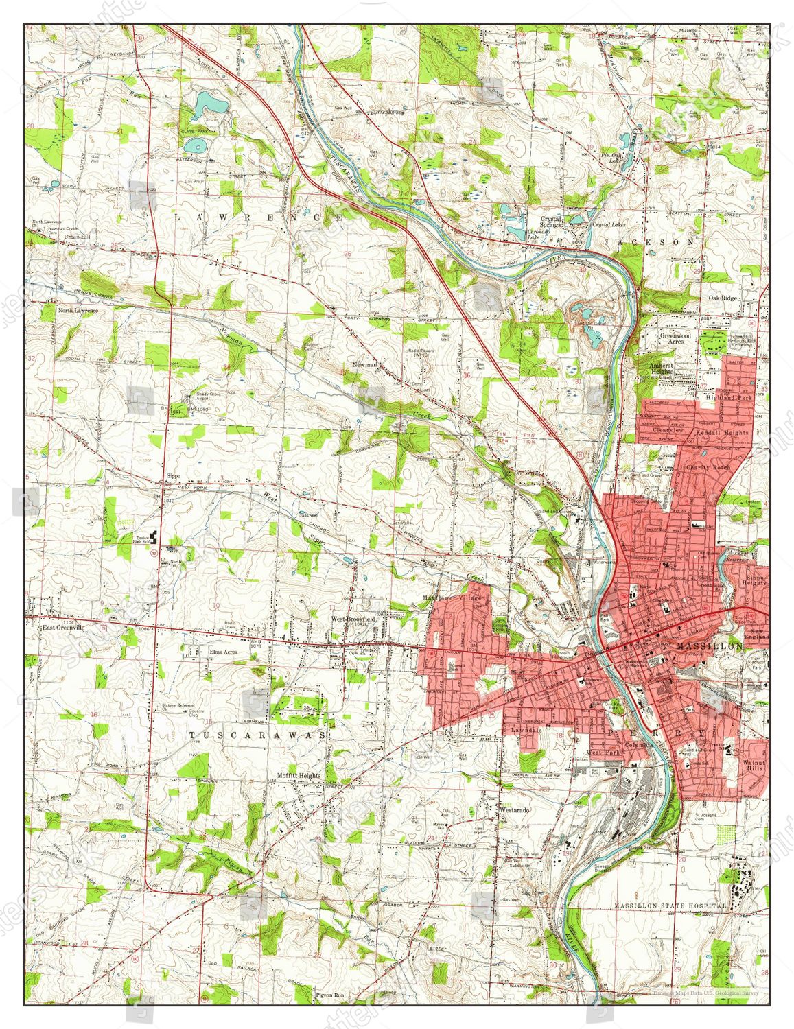 Usa Timeless Maps Massillon Ohio Map Editorial Stock Photo - Stock ...