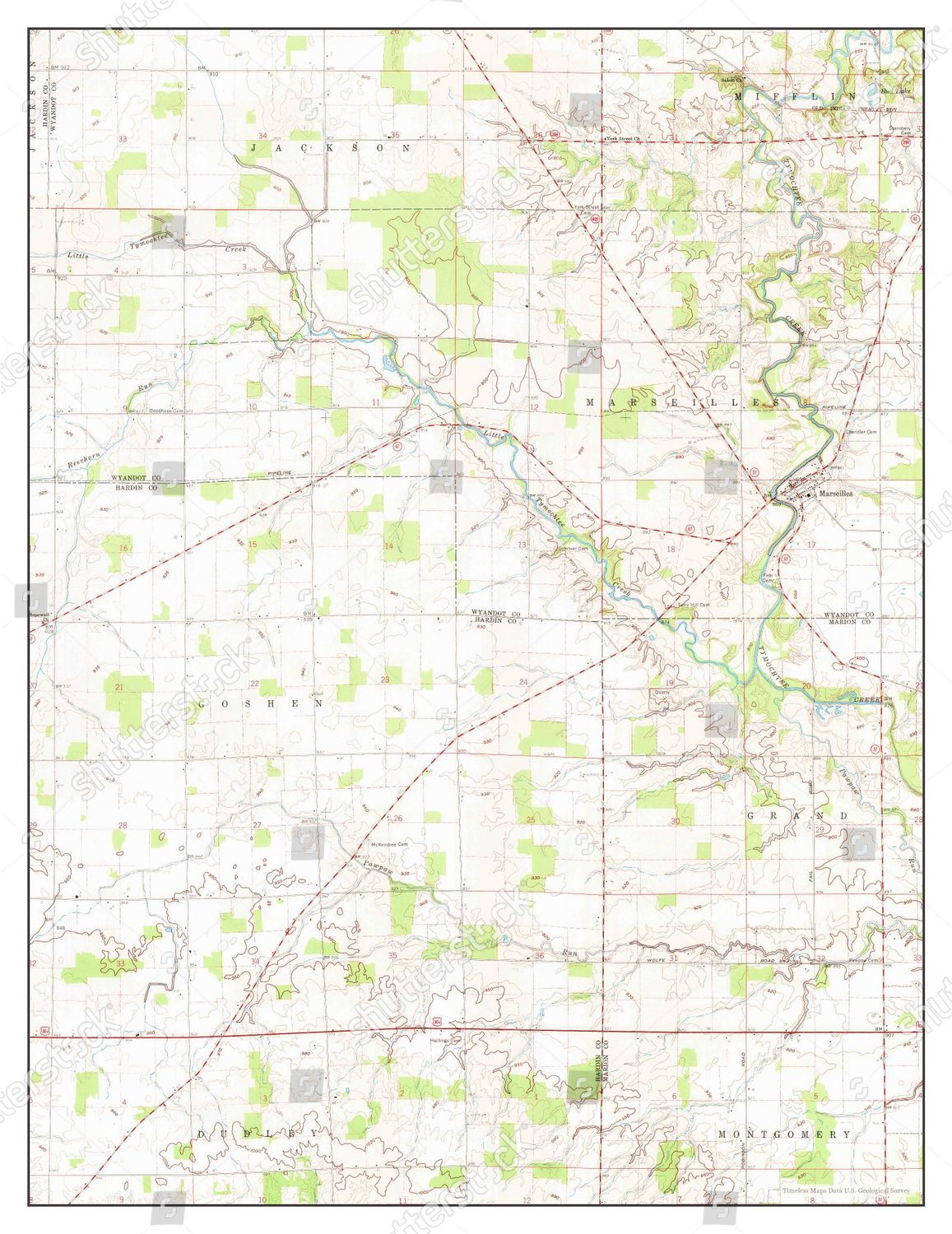 Usa Timeless Maps Marseilles Ohio Map Editorial Stock Photo - Stock ...
