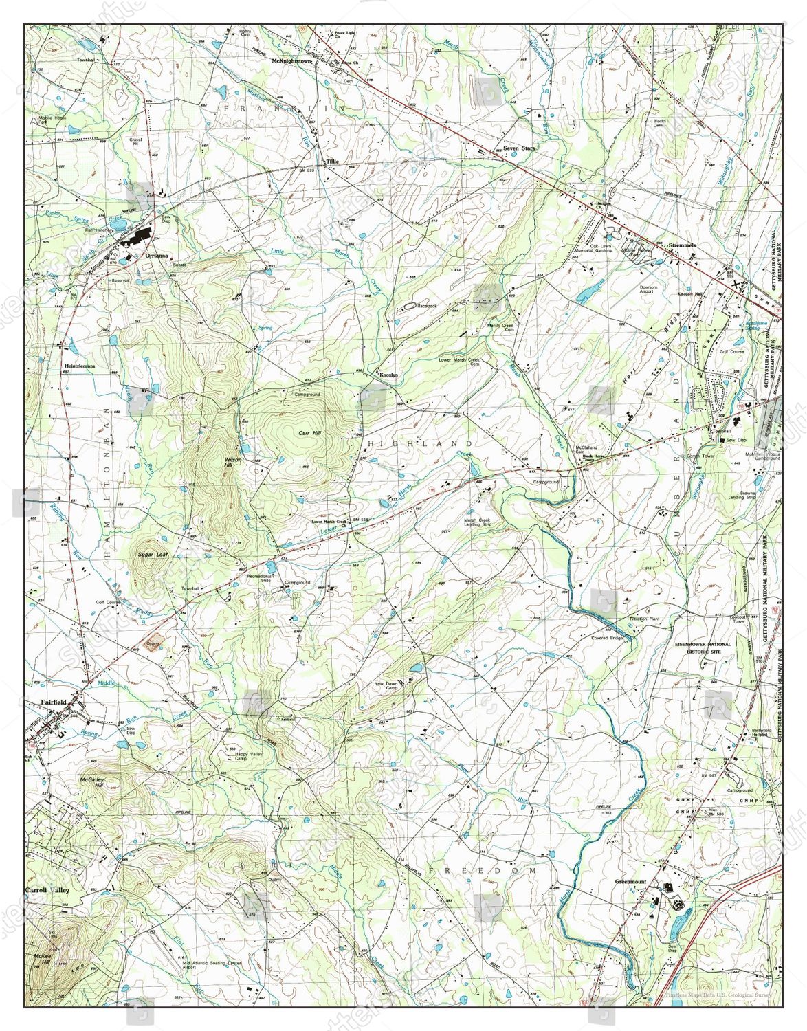 Usa Timeless Maps Fairfield Pennsylvania Map Editorial Stock Photo ...
