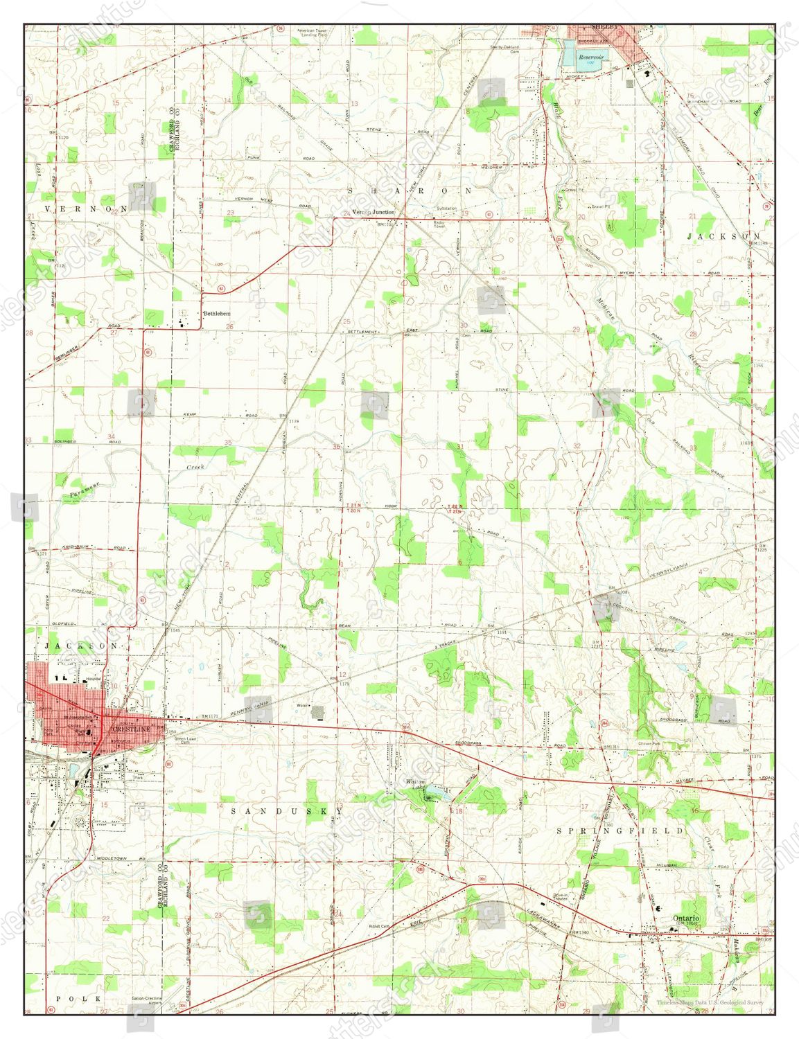Usa Timeless Maps Crestline Ohio Map Editorial Stock Photo - Stock ...
