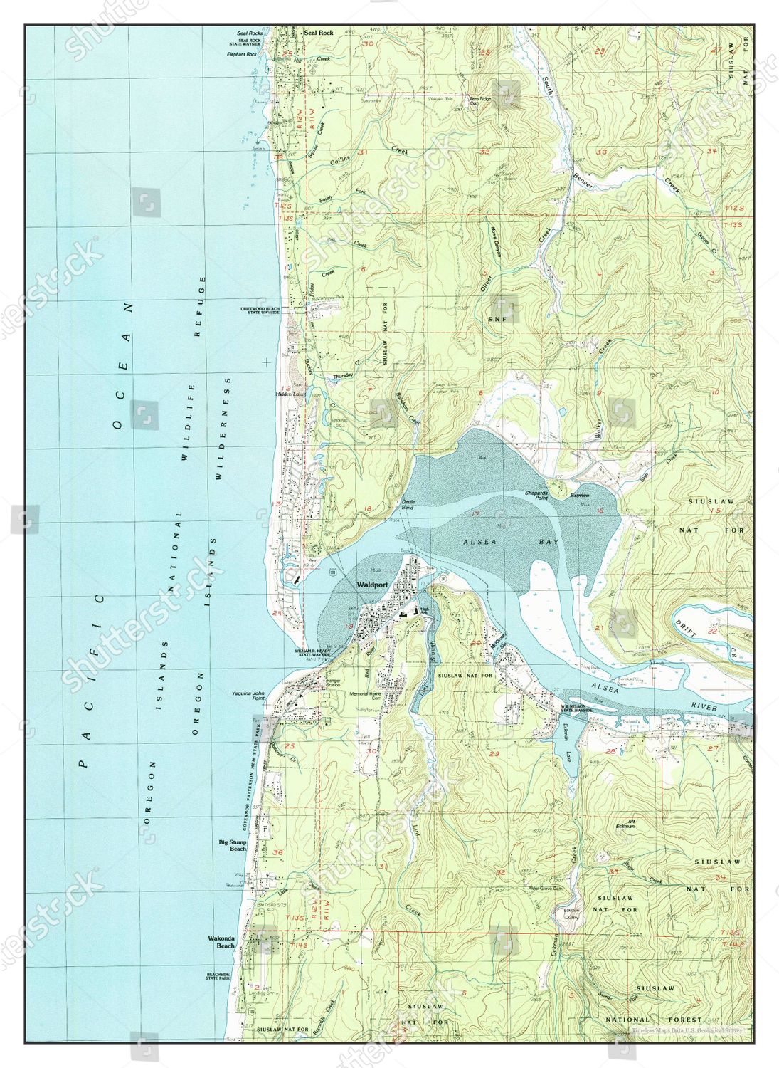 Usa Timeless Maps Waldport Oregon Map Editorial Stock Photo - Stock ...
