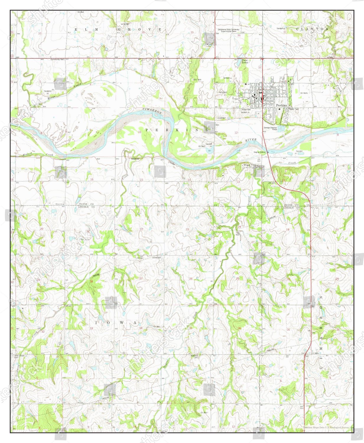 Usa Timeless Maps Perkins Oklahoma Map Editorial Stock Photo - Stock ...