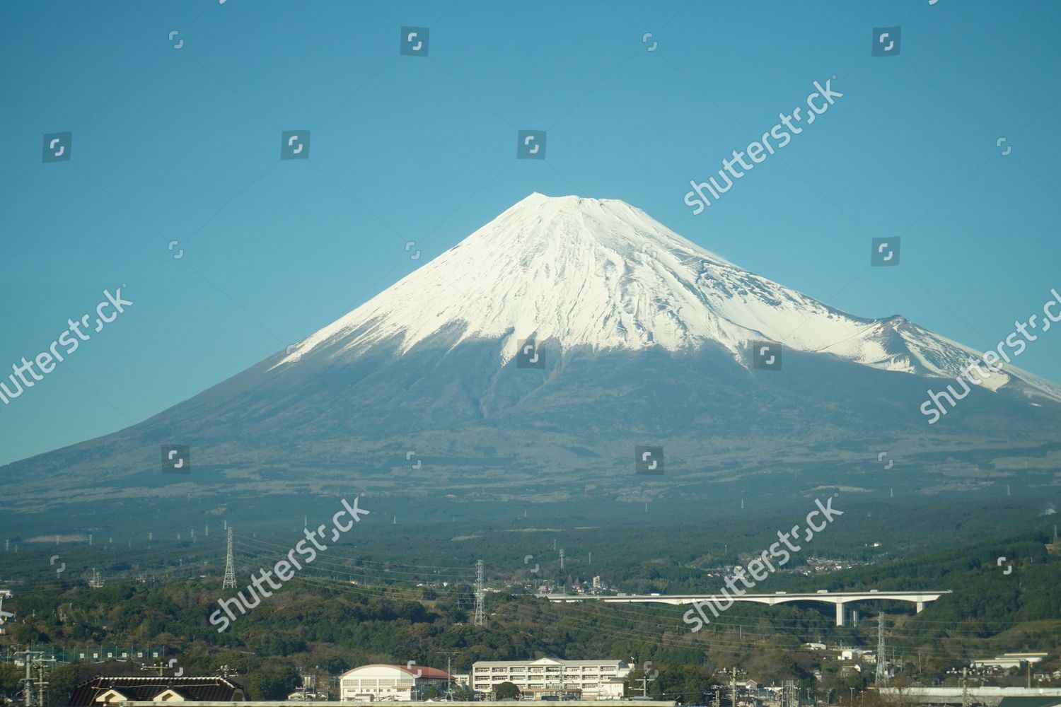 Snow Capped Mt Fuji Seen On Editorial Stock Photo - Stock Image ...