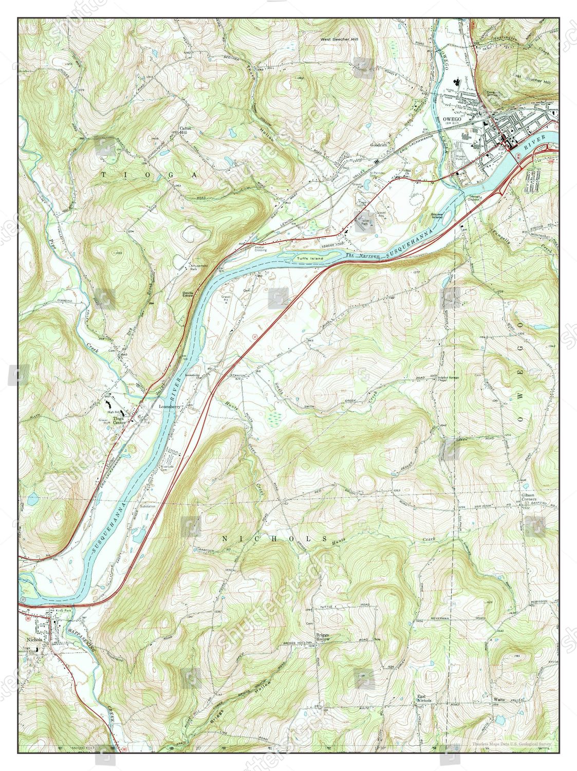 Usa Timeless Maps Owego New York Editorial Stock Photo - Stock Image ...