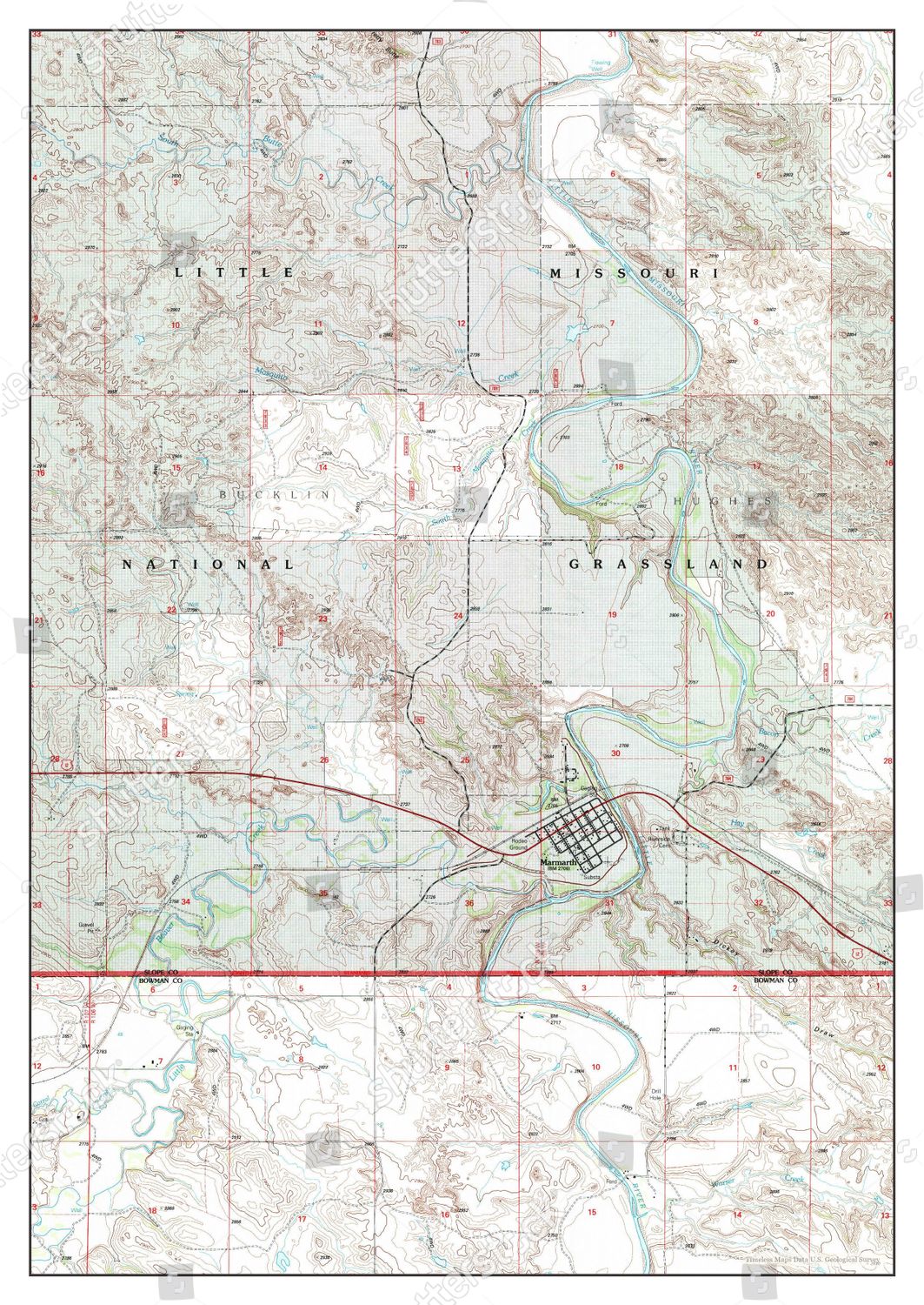Usa Timeless Maps Marmarth North Dakota Editorial Stock Photo - Stock ...