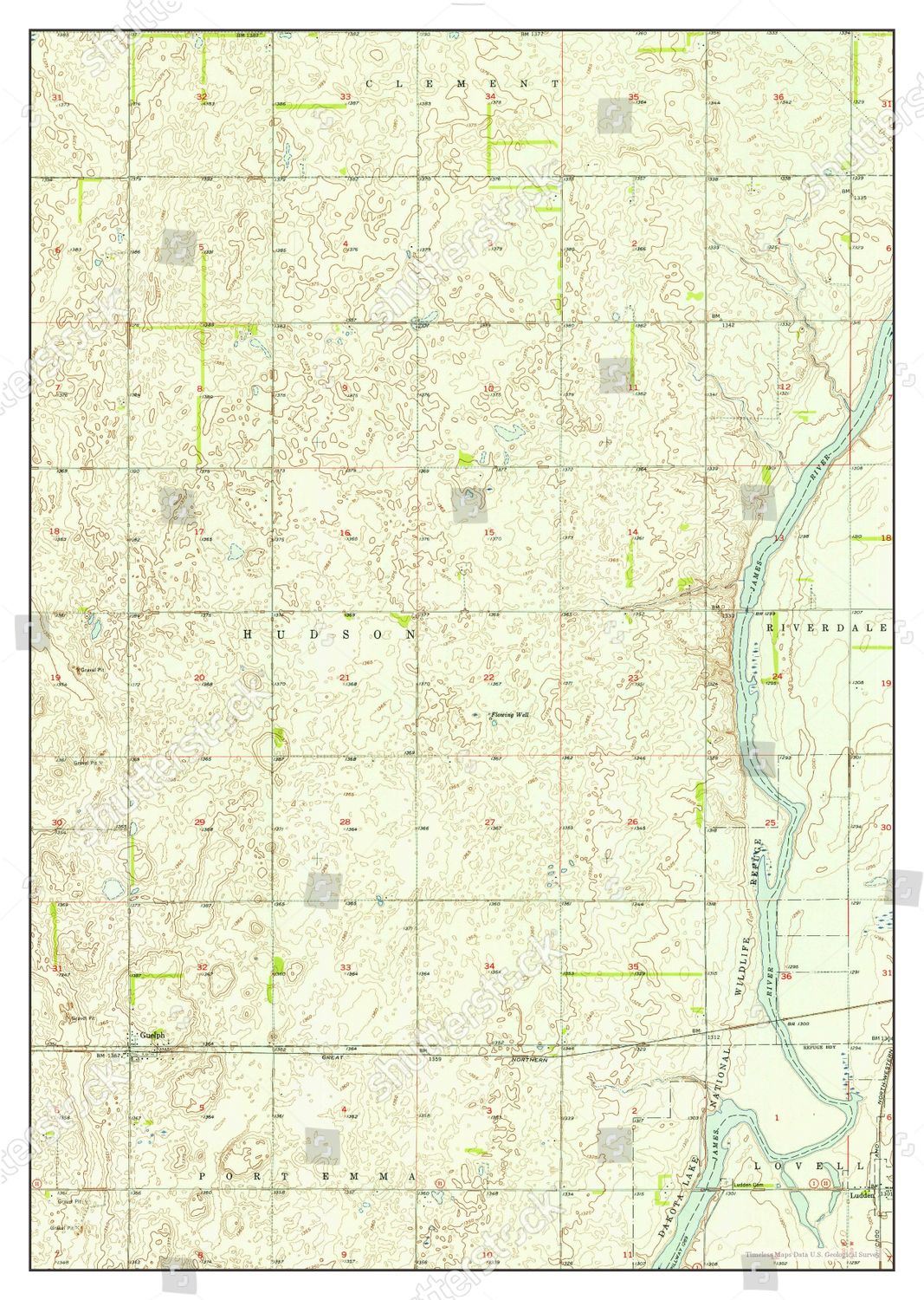 Usa Timeless Maps Guelph North Dakota Editorial Stock Photo - Stock ...