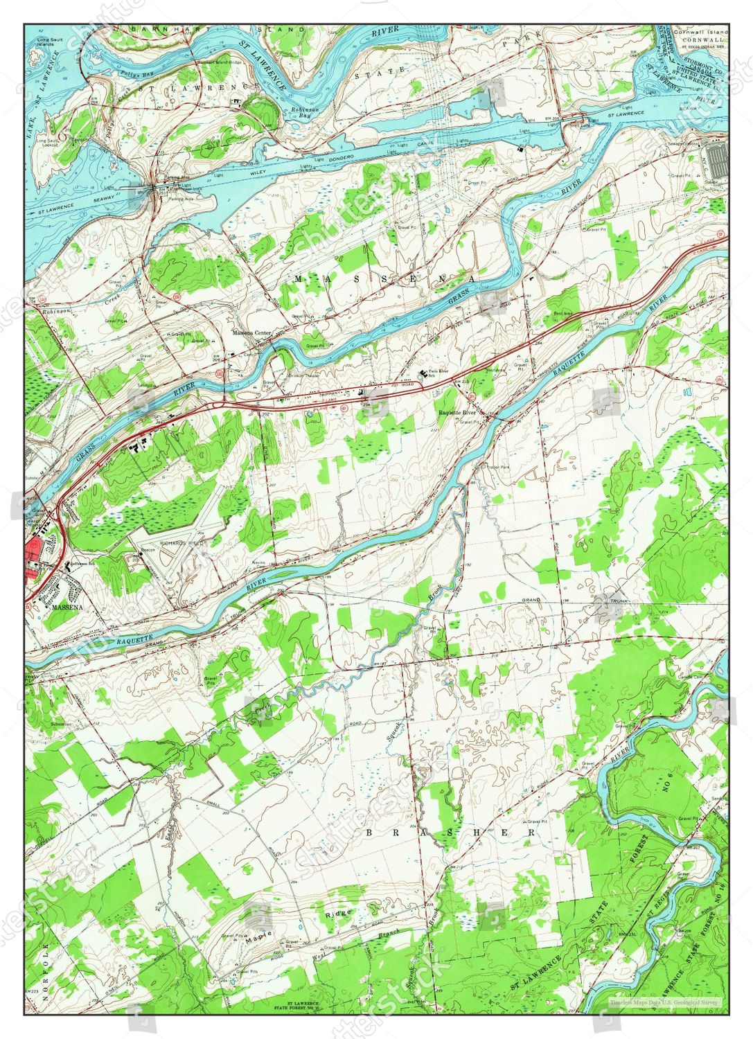 Usa Timeless Maps Raquette River New Editorial Stock Photo - Stock ...