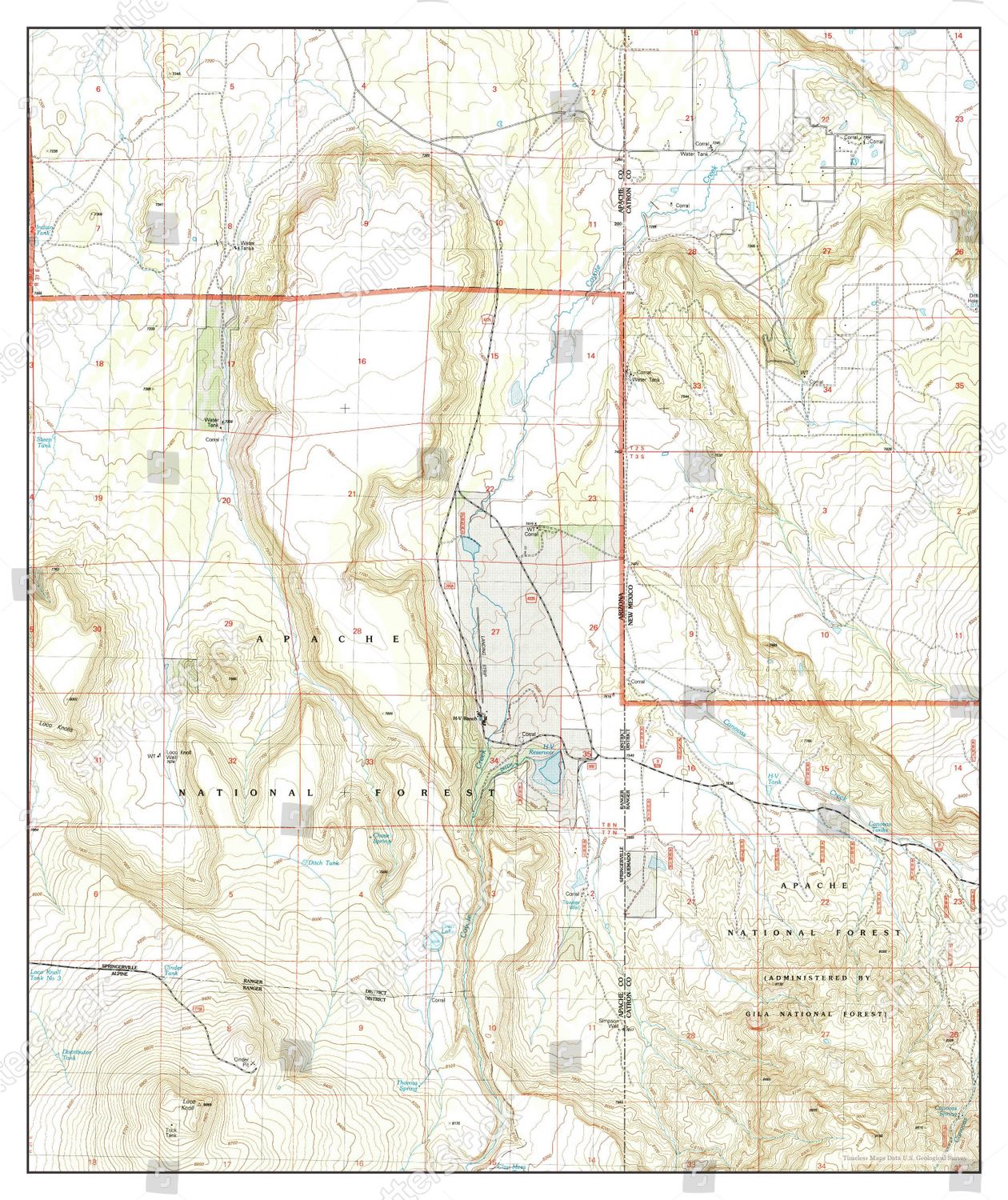 Usa Timeless Maps Loco Knoll Arizona Editorial Stock Photo - Stock ...