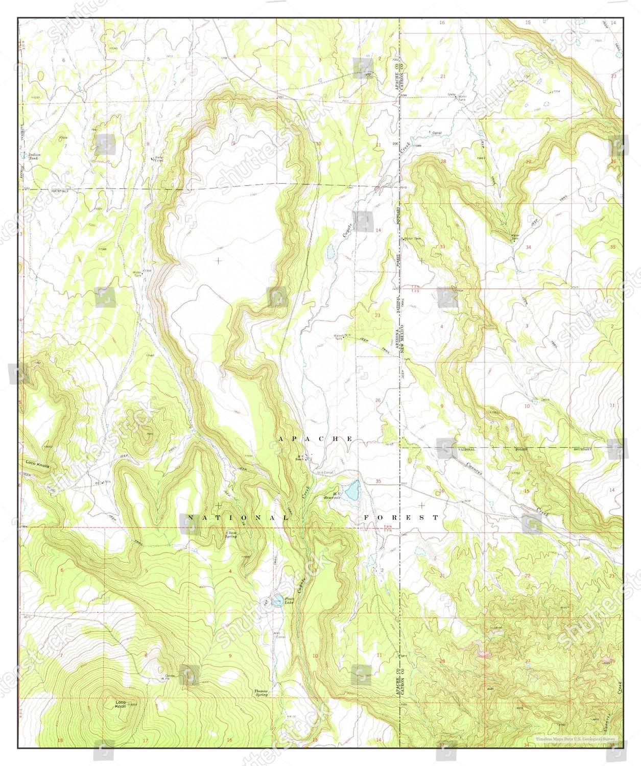 Usa Timeless Maps Loco Knoll Arizona Editorial Stock Photo - Stock ...