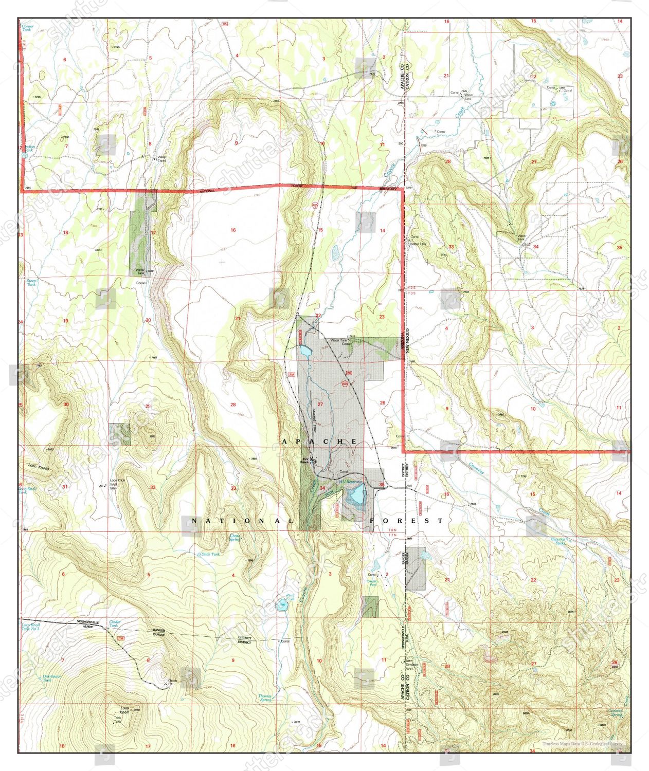 Usa Timeless Maps Loco Knoll Arizona Editorial Stock Photo - Stock ...