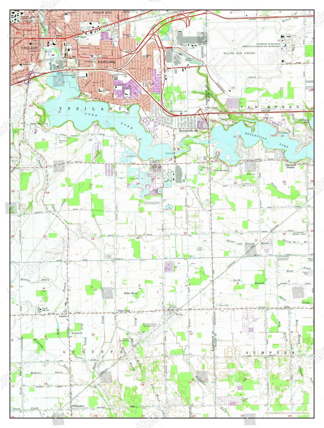 Usa Timeless Maps Ypsilanti East Michigan Editorial Stock Photo - Stock ...