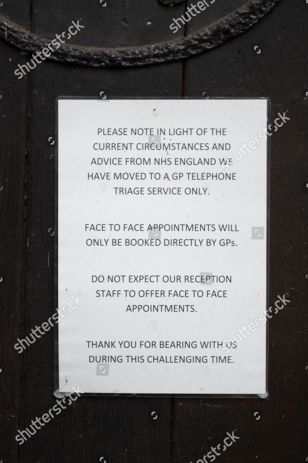 Notice Doctors Surgery Eton Advising Patients Editorial Stock Photo ...
