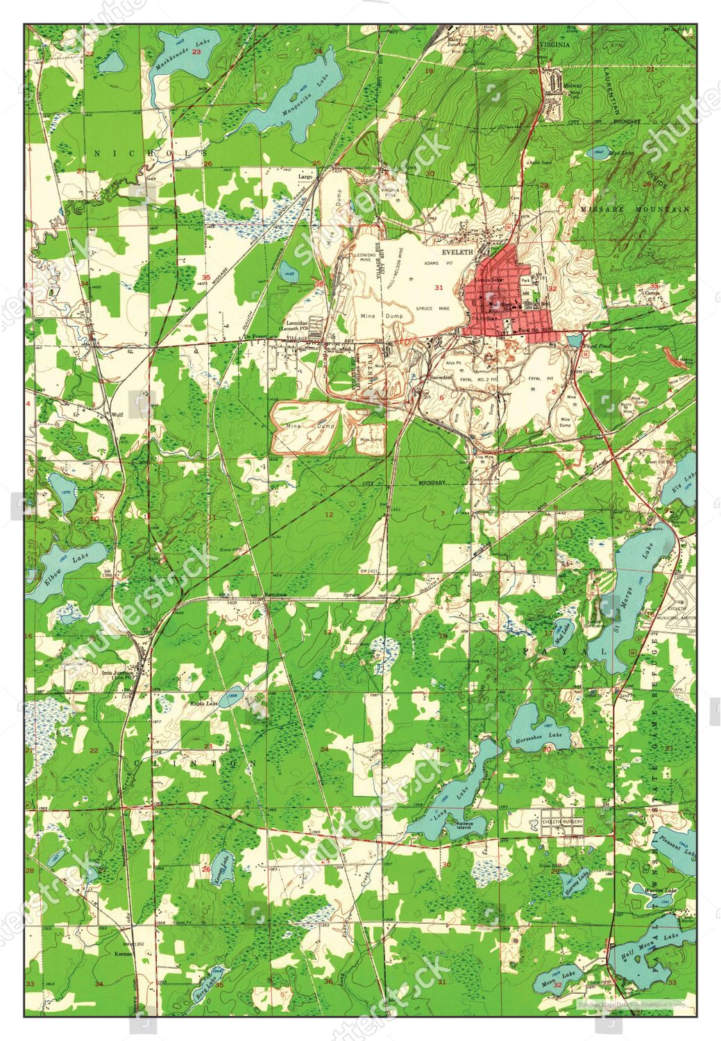 Usa Timeless Maps Eveleth Minnesota Map Editorial Stock Photo - Stock ...