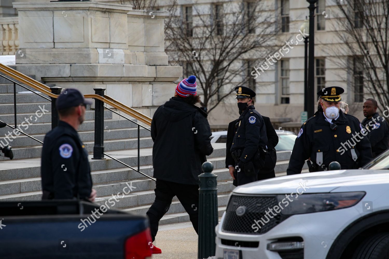 Police Confront Man Screaming Towards Cannon Editorial Stock Photo ...