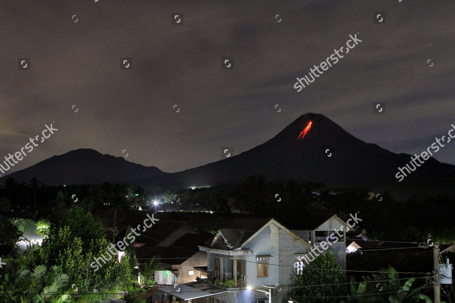 Lava Flows Down Crater Mount Merapi Editorial Stock Photo - Stock Image ...