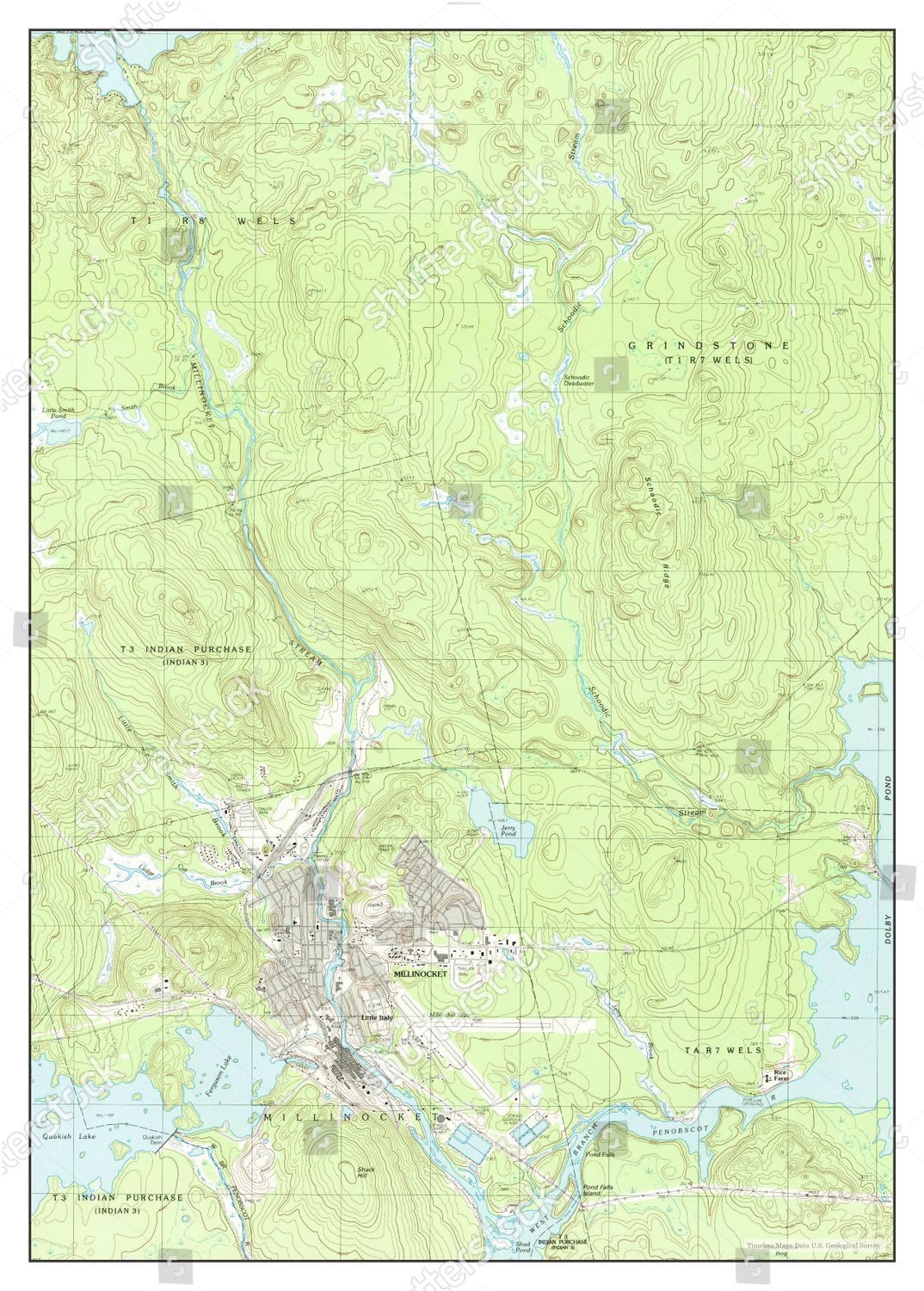 Usa Timeless Maps Millinocket Maine Map Editorial Stock Photo - Stock ...