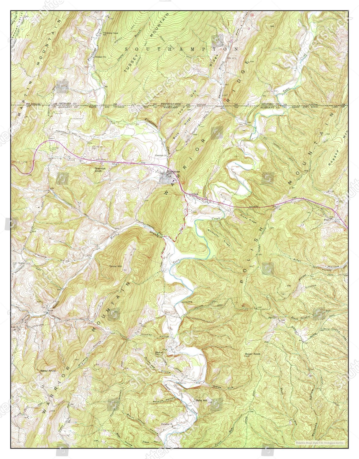 Usa Timeless Maps Flintstone Maryland Map Editorial Stock Photo - Stock ...