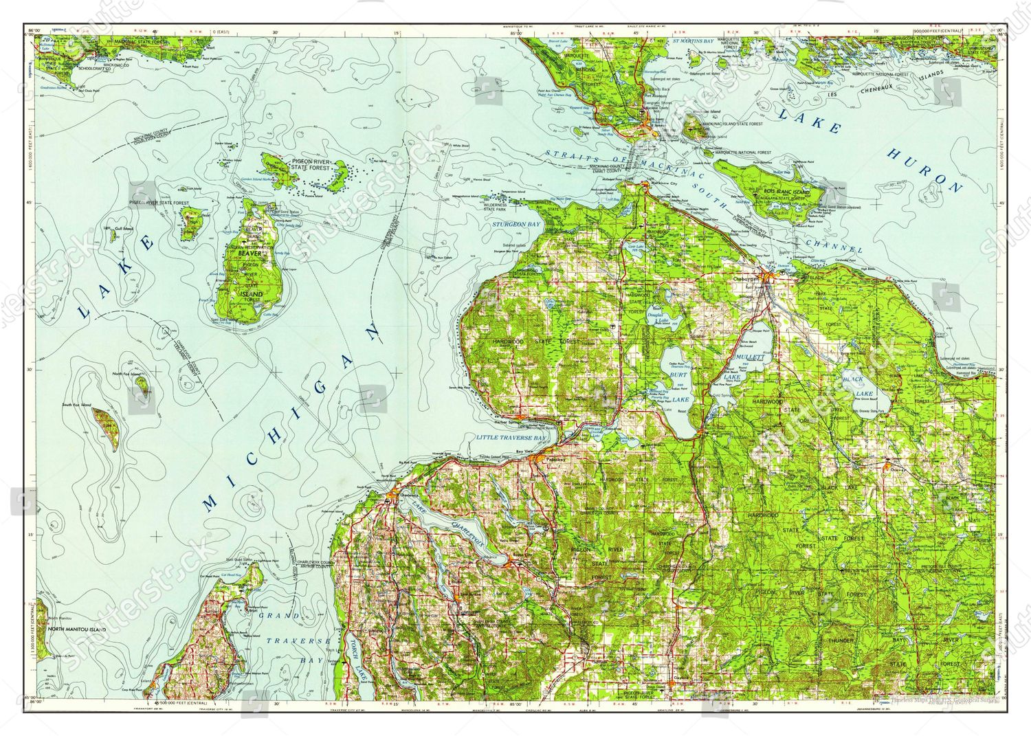 Usa Timeless Maps Cheboygan Michigan Map Editorial Stock Photo - Stock ...