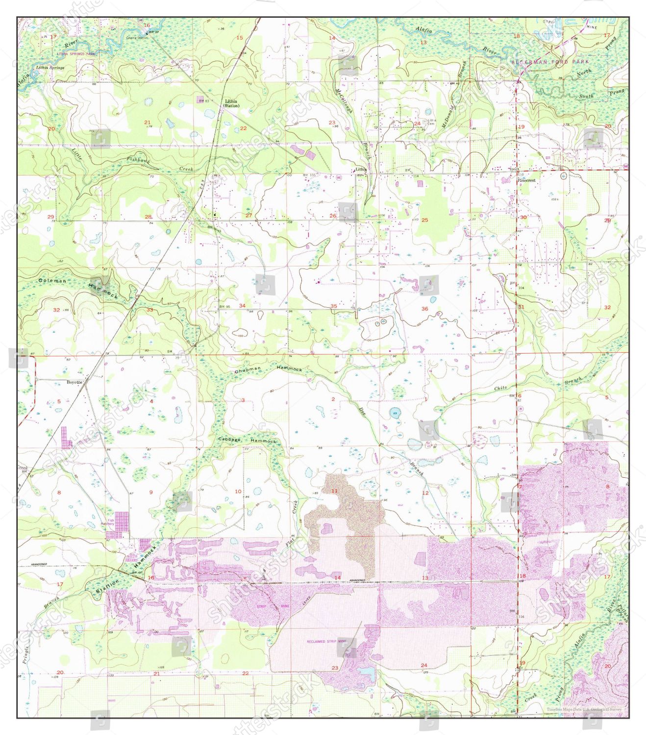Usa Timeless Maps Lithia Florida Map Editorial Stock Photo - Stock Image | Shutterstock