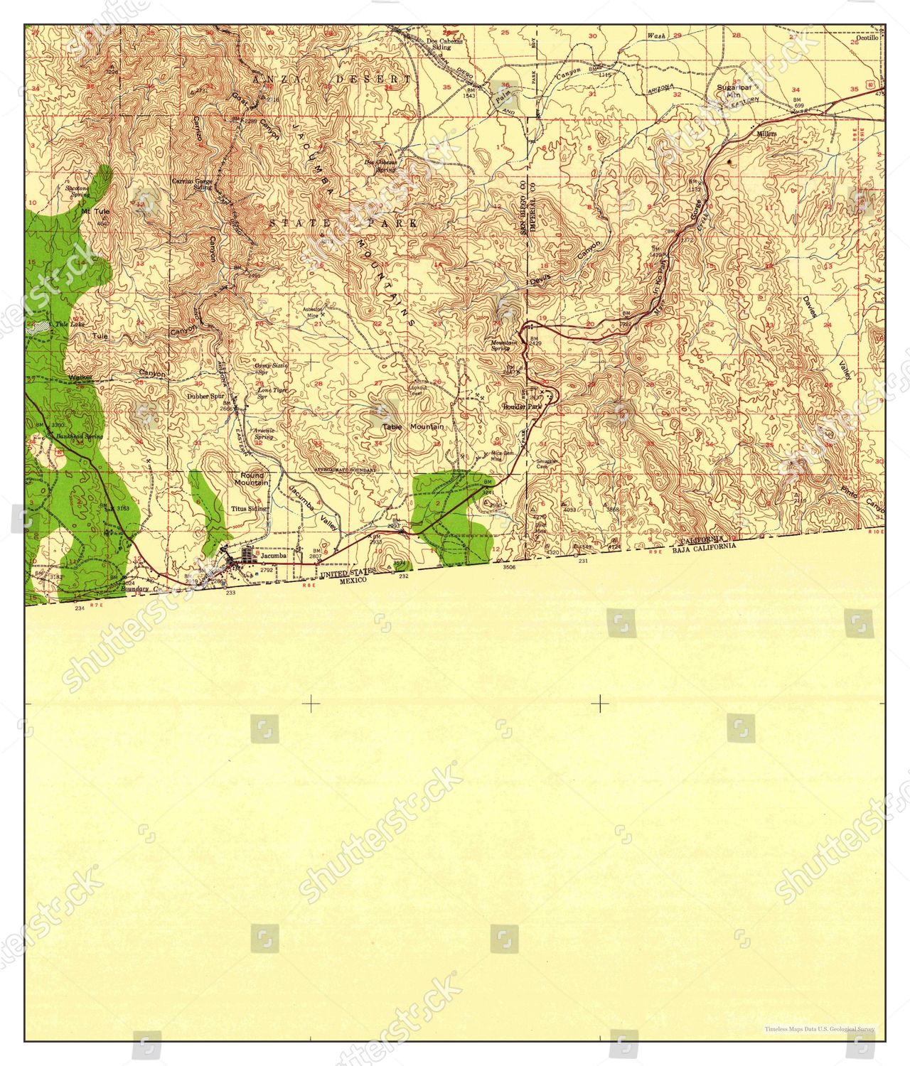Usa Timeless Maps Jacumba California Map Editorial Stock Photo - Stock ...