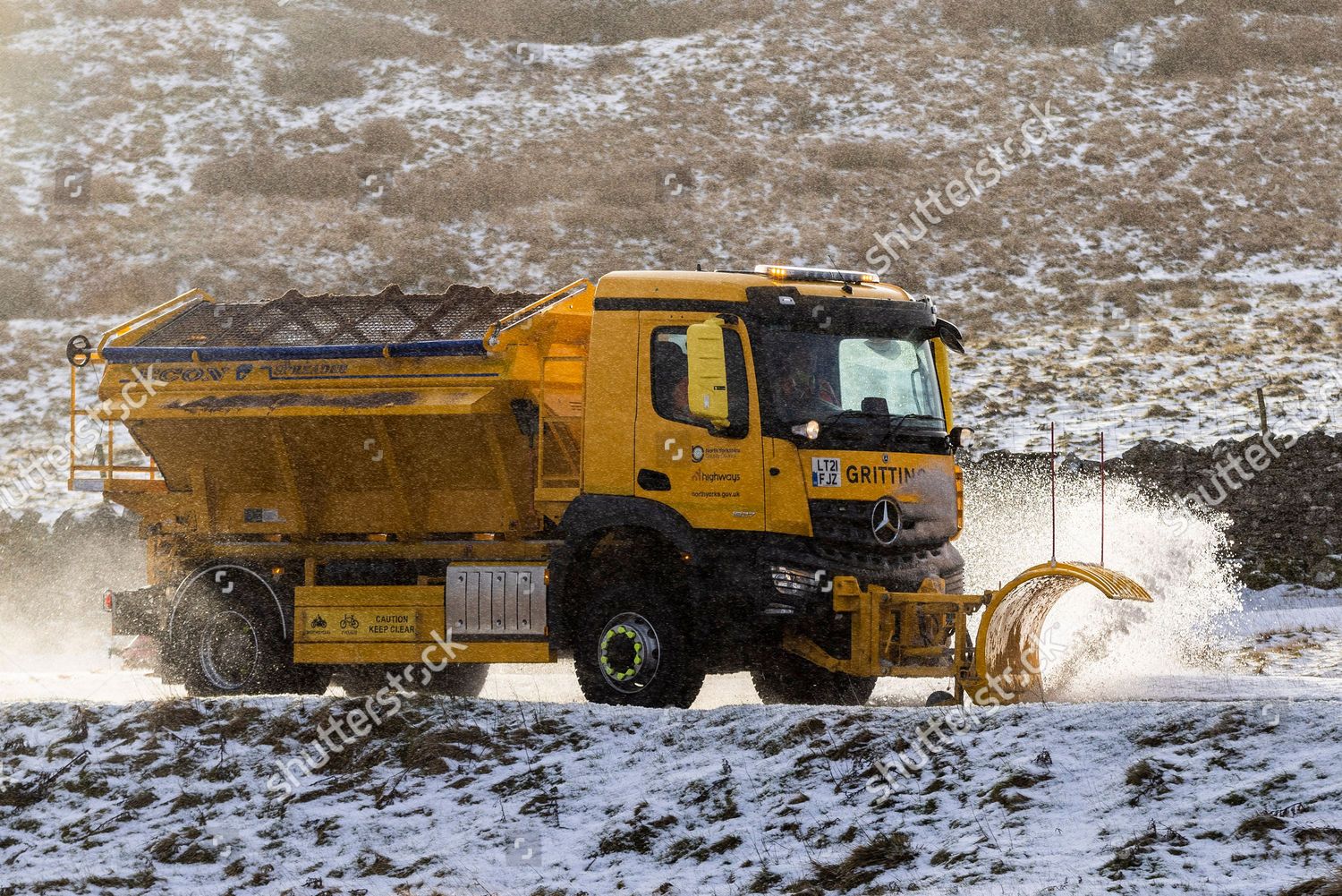 Snow Plough Work This Morning Yorkshire Editorial Stock Photo - Stock ...