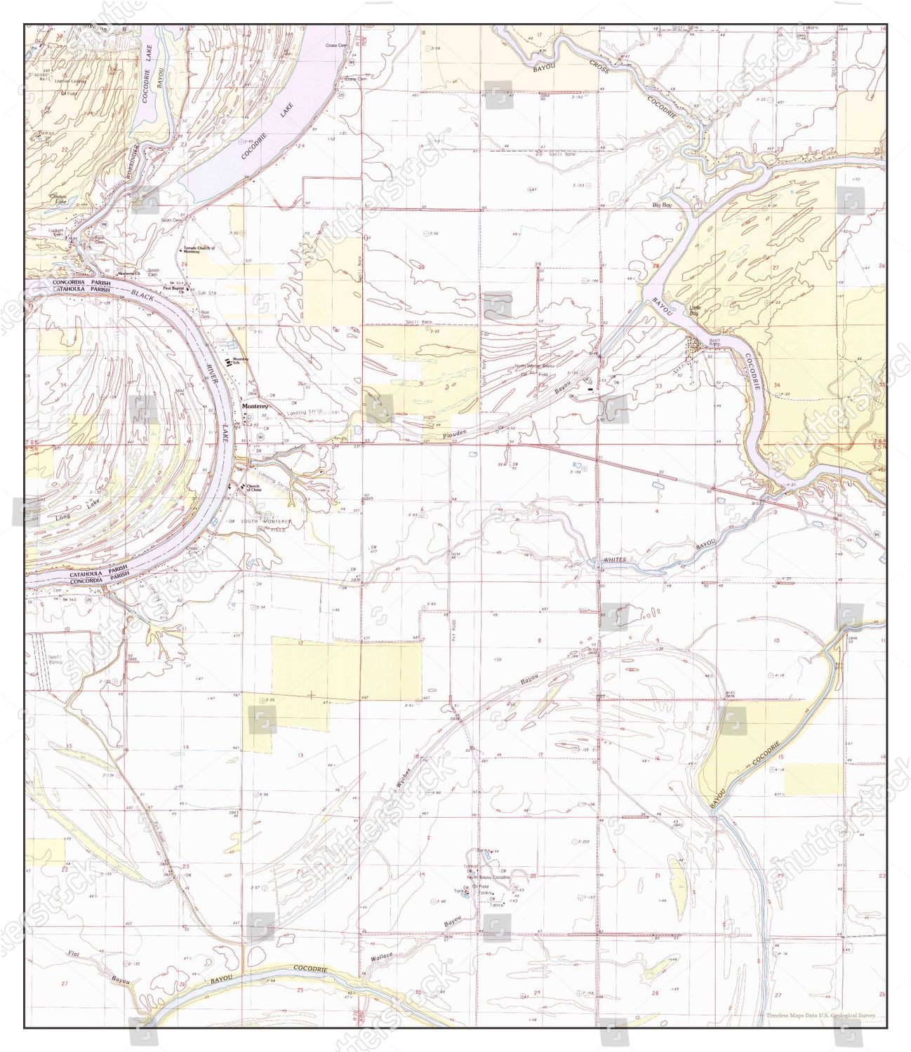 Usa Timeless Maps Monterey Louisiana Map Editorial Stock Photo - Stock ...