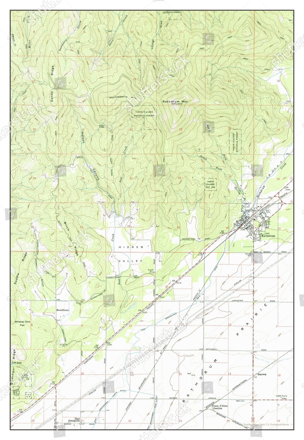 Usa Timeless Maps Rathdrum Idaho Map Editorial Stock Photo - Stock ...