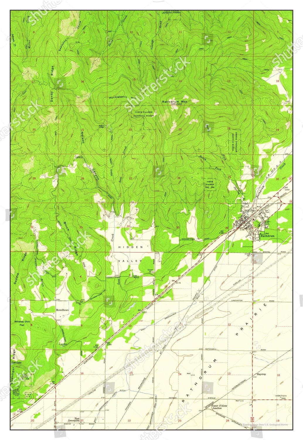 Usa Timeless Maps Rathdrum Idaho Map Editorial Stock Photo - Stock ...