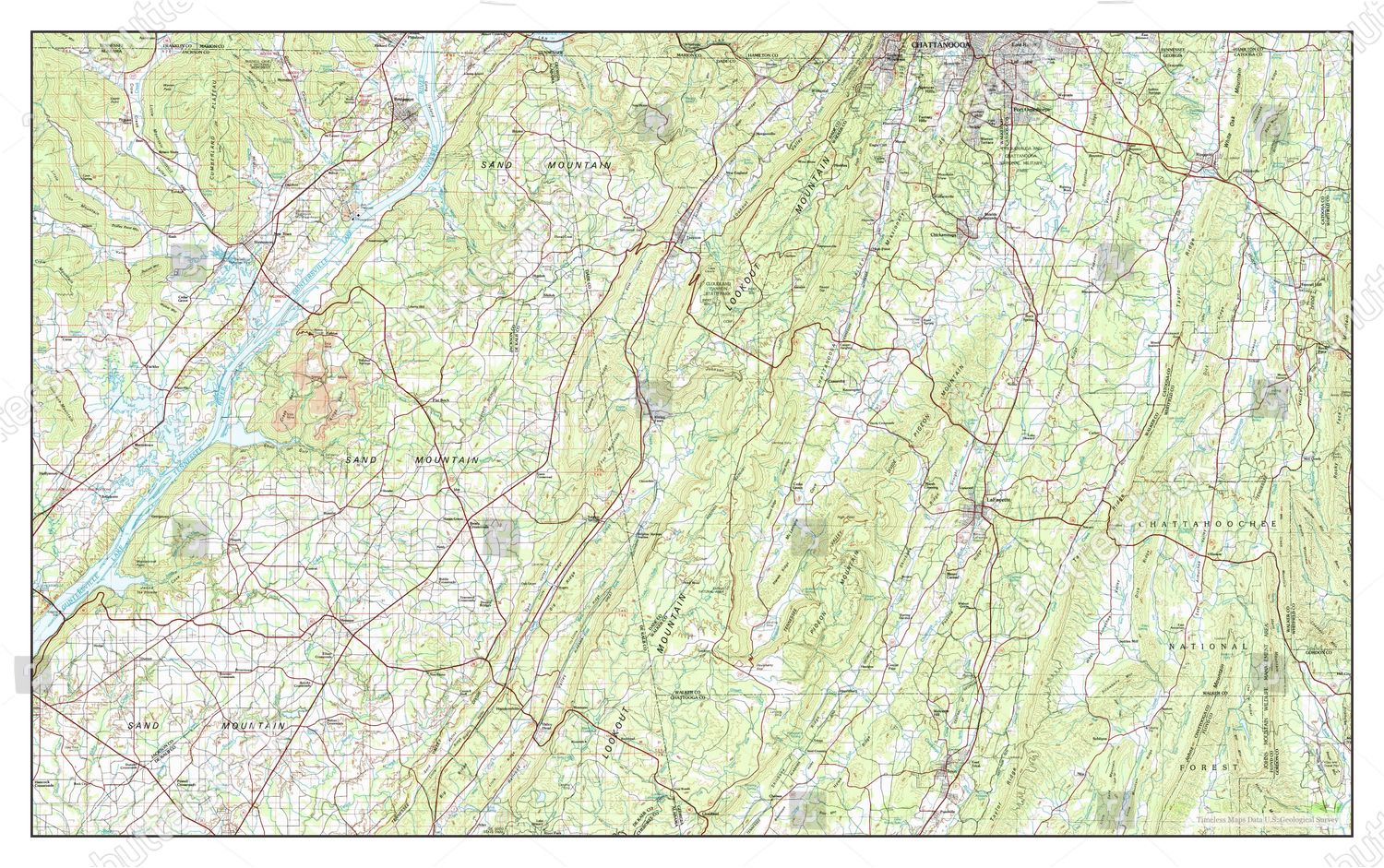 Usa Timeless Maps Chickamauga Georgia Map Editorial Stock Photo - Stock ...