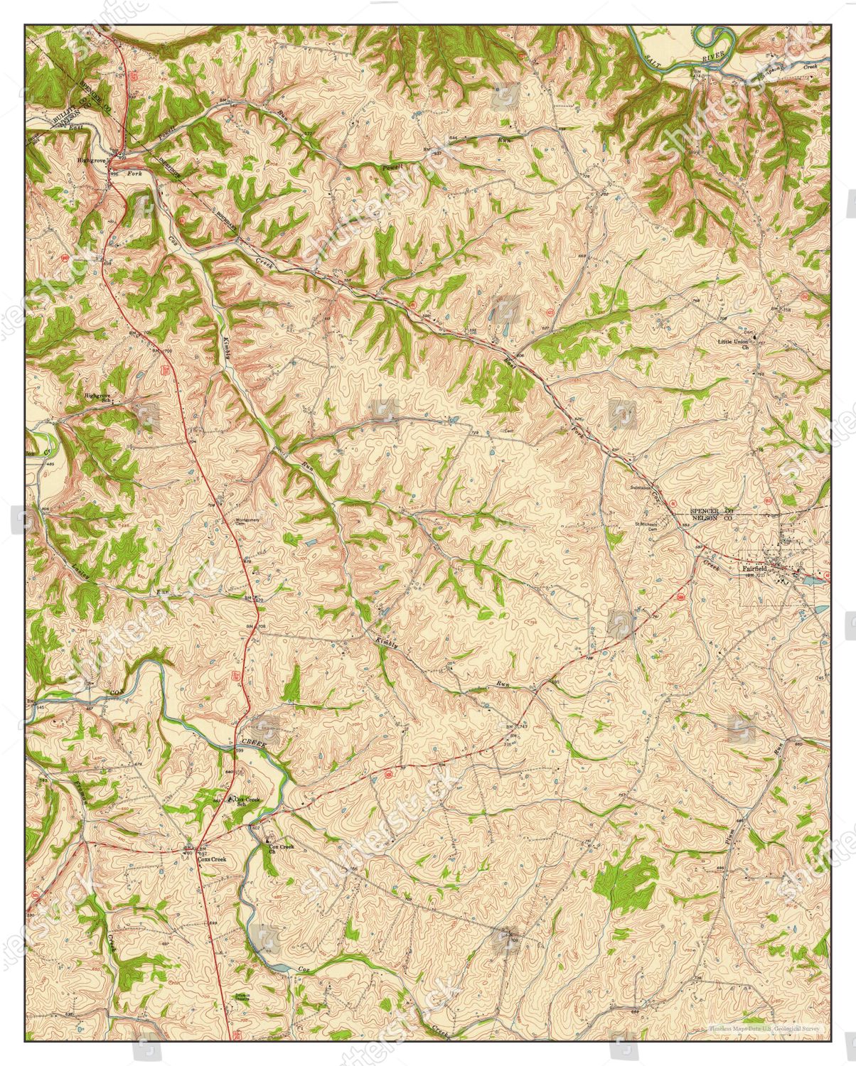 Usa Timeless Maps Fairfield Kentucky Map Editorial Stock Photo - Stock ...