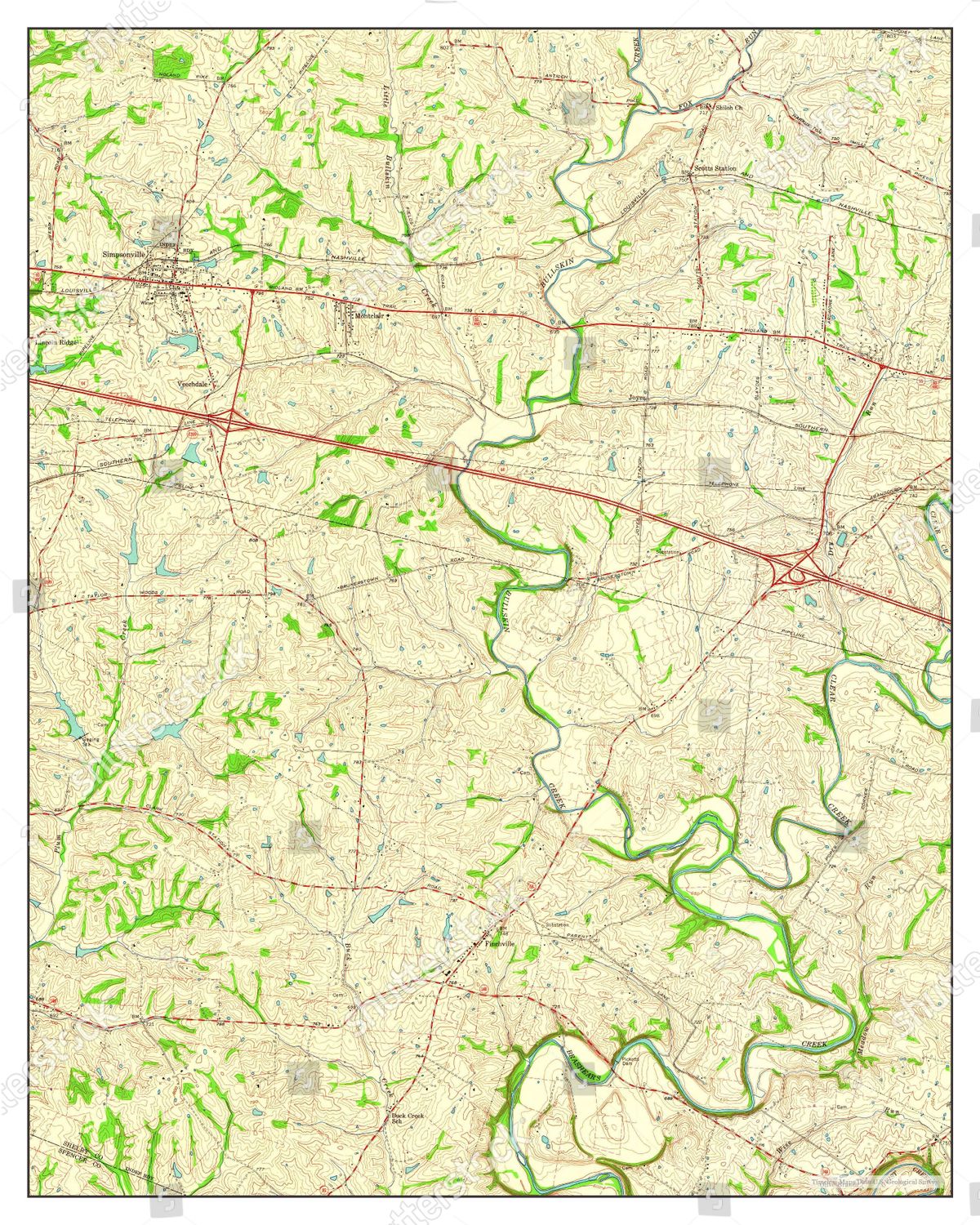 Usa Timeless Maps Simpsonville Kentucky Map Editorial Stock Photo ...