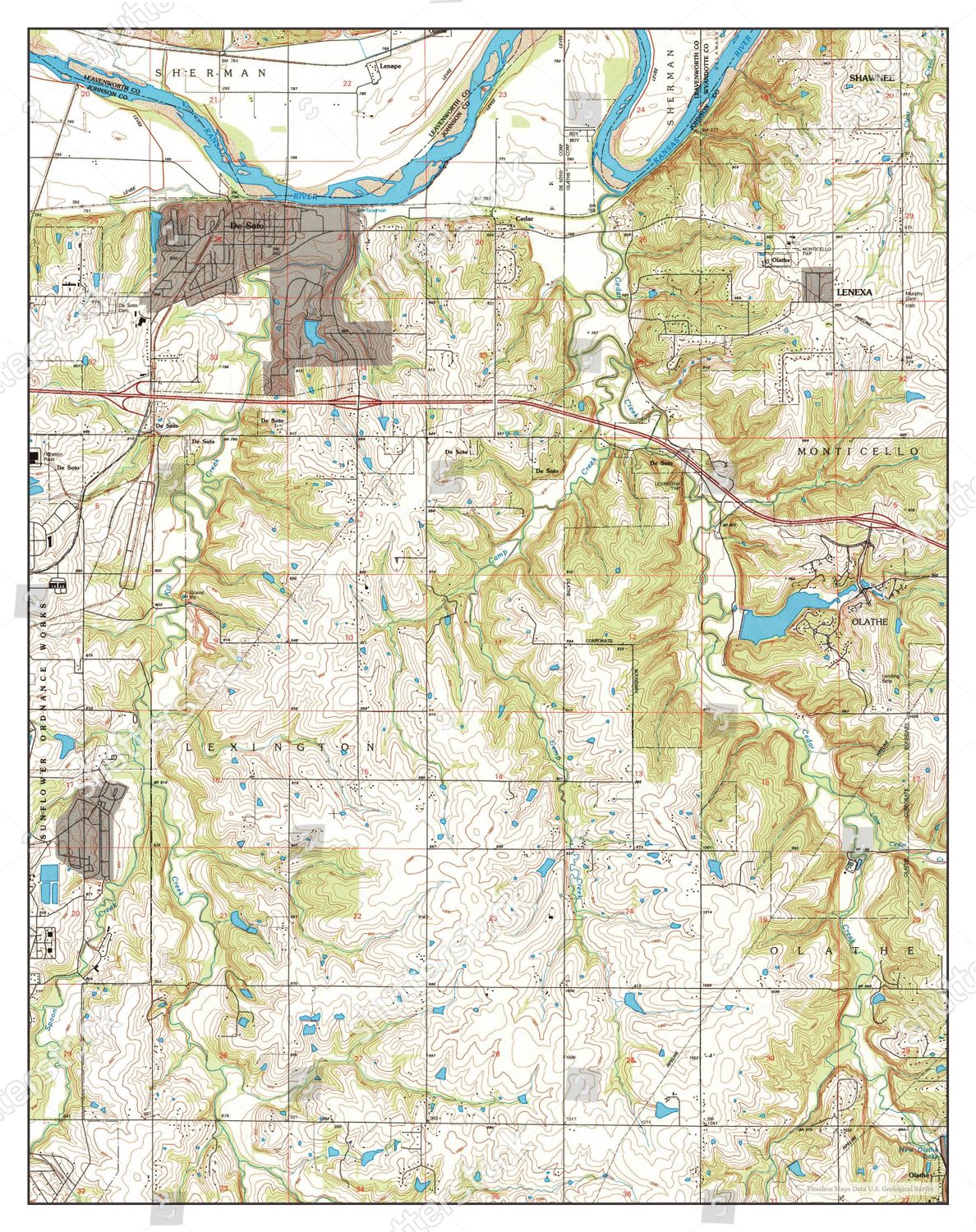 Usa Timeless Maps De Soto Kansas Editorial Stock Photo - Stock Image ...