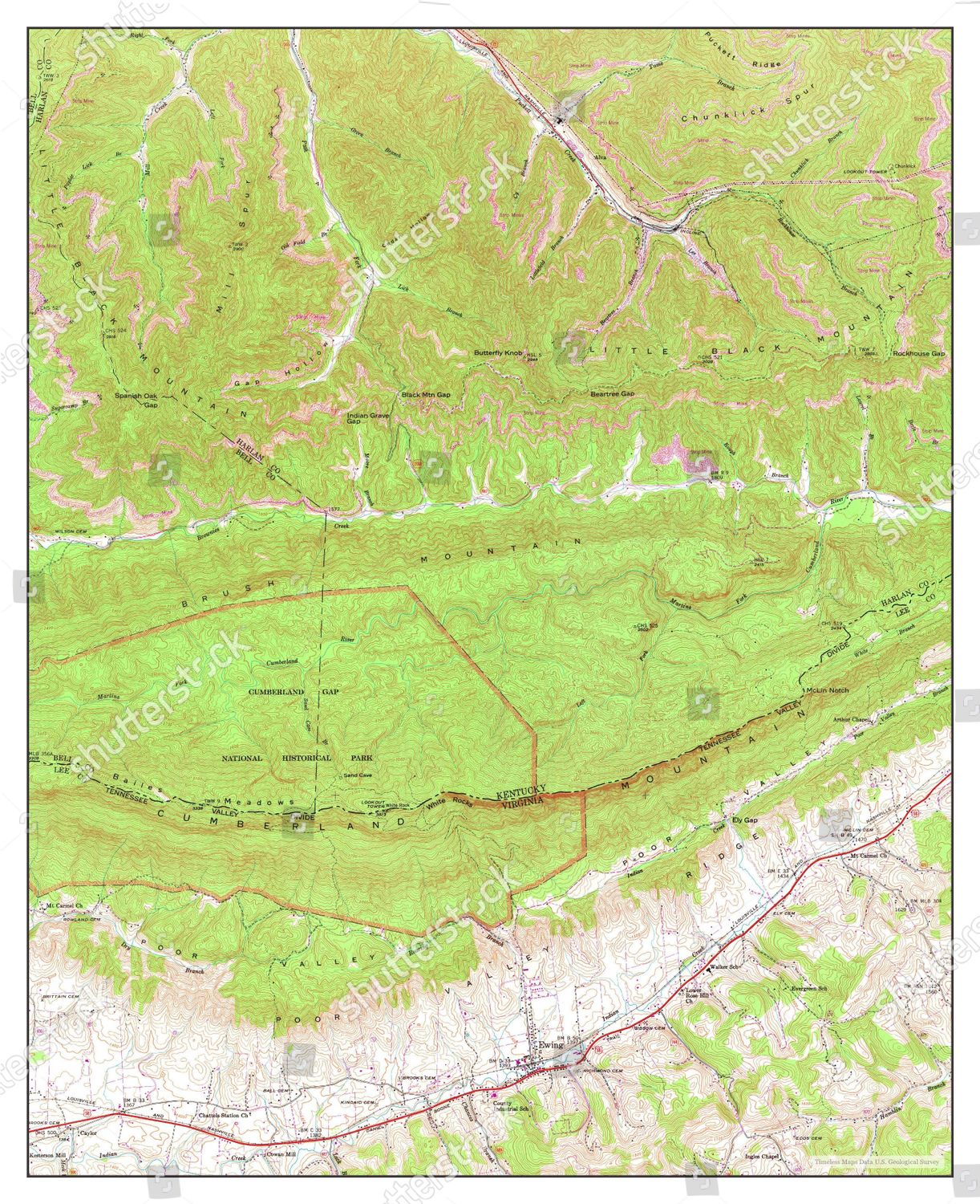 Usa Timeless Maps Ewing Kentucky Map Editorial Stock Photo - Stock ...