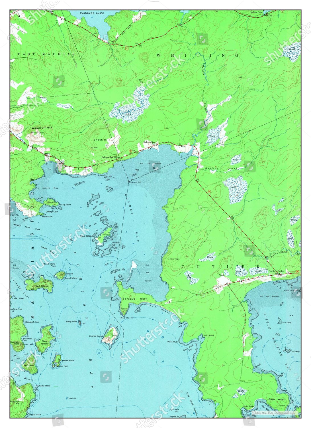 Usa Timeless Maps Machias Bay Maine Editorial Stock Photo - Stock Image ...