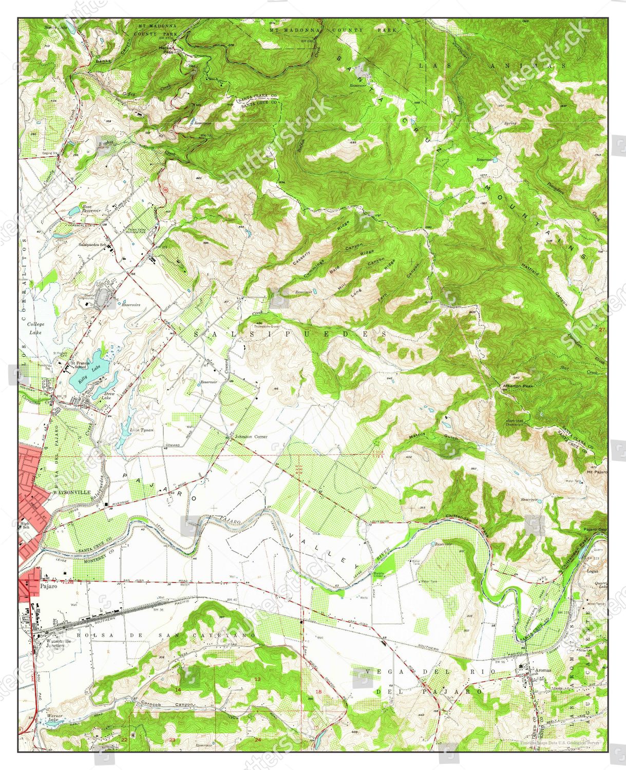Usa Timeless Maps Watsonville East California Editorial Stock Photo ...