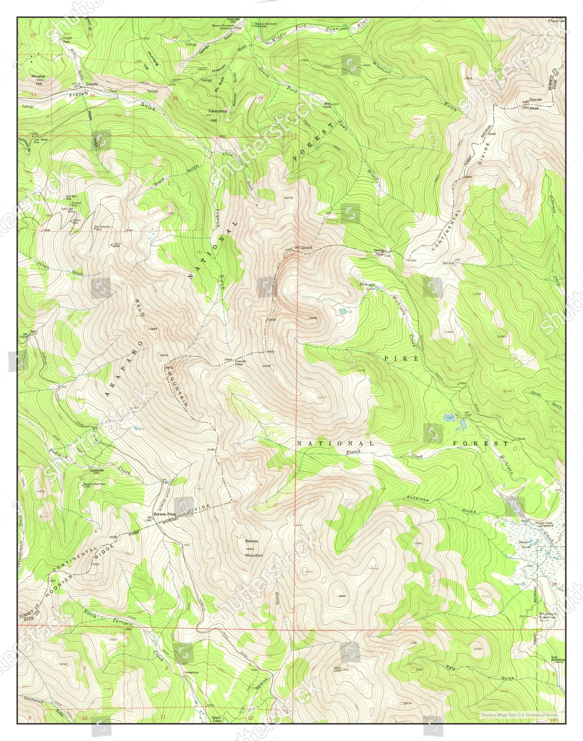 Usa Timeless Maps Boreas Pass Colorado Editorial Stock Photo - Stock ...