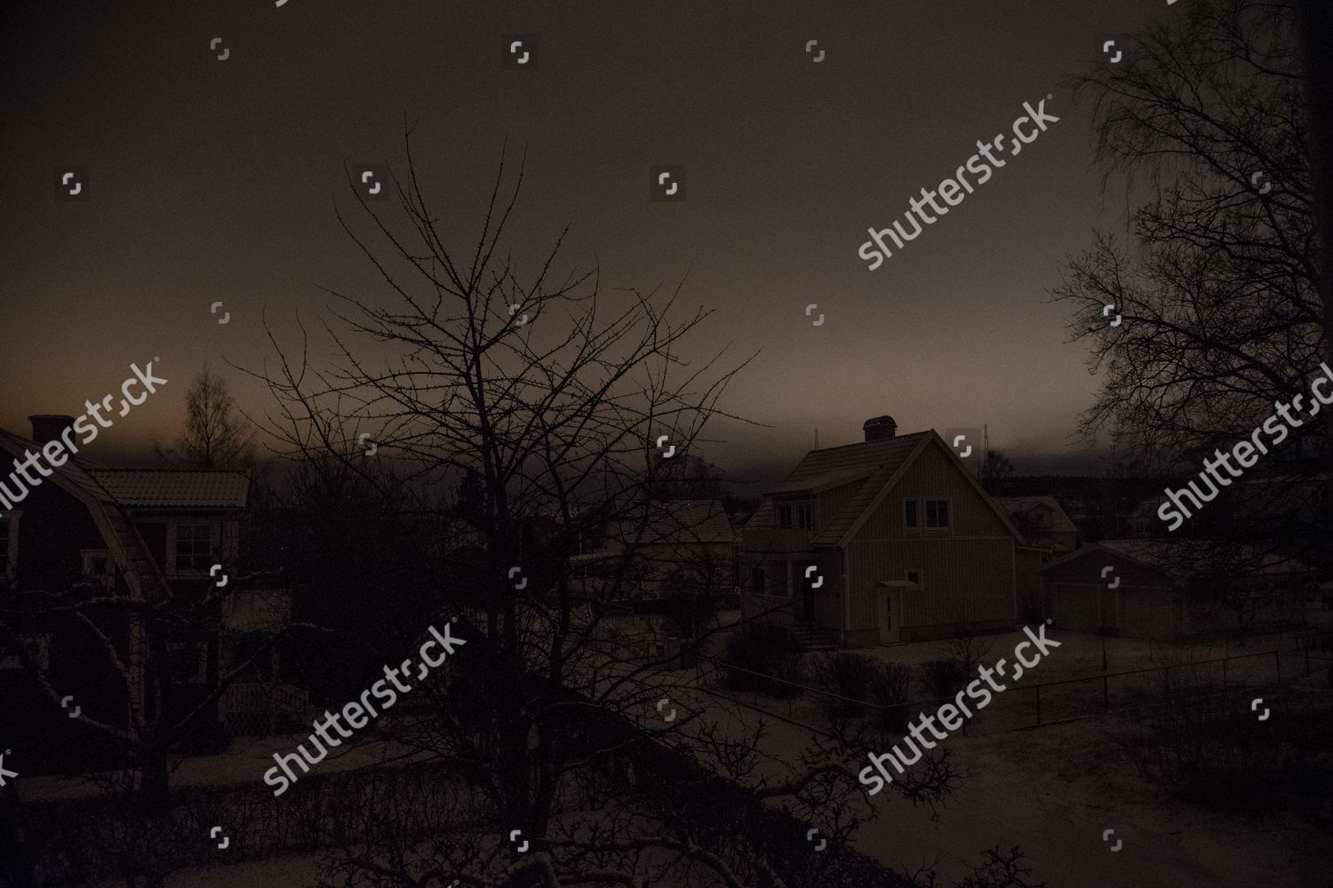 Dark Residential Neighborhood During Power Failure Editorial Stock ...