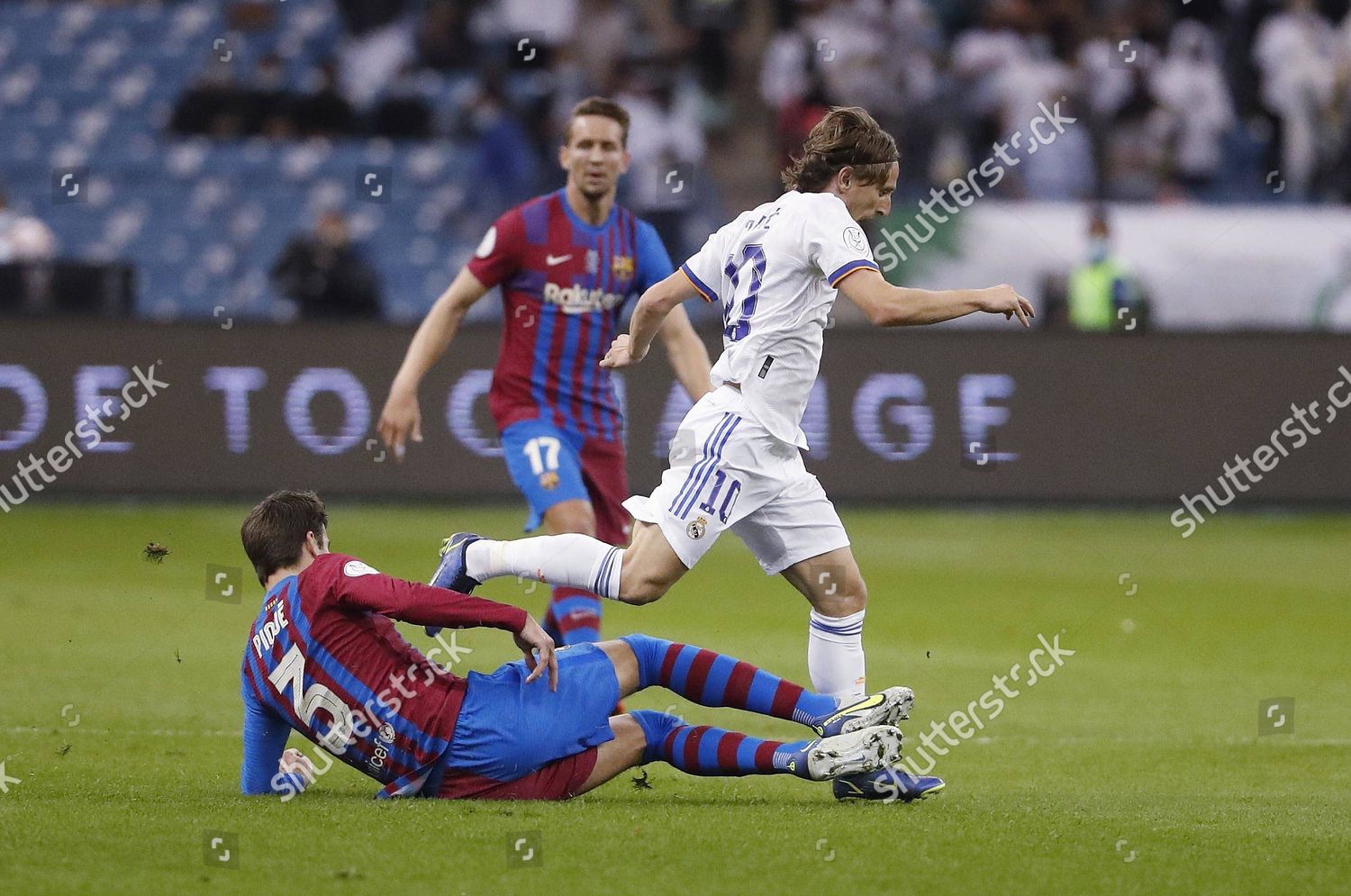 Gerard Pique Makes Tackle On Luka Editorial Stock Photo - Stock Image ...