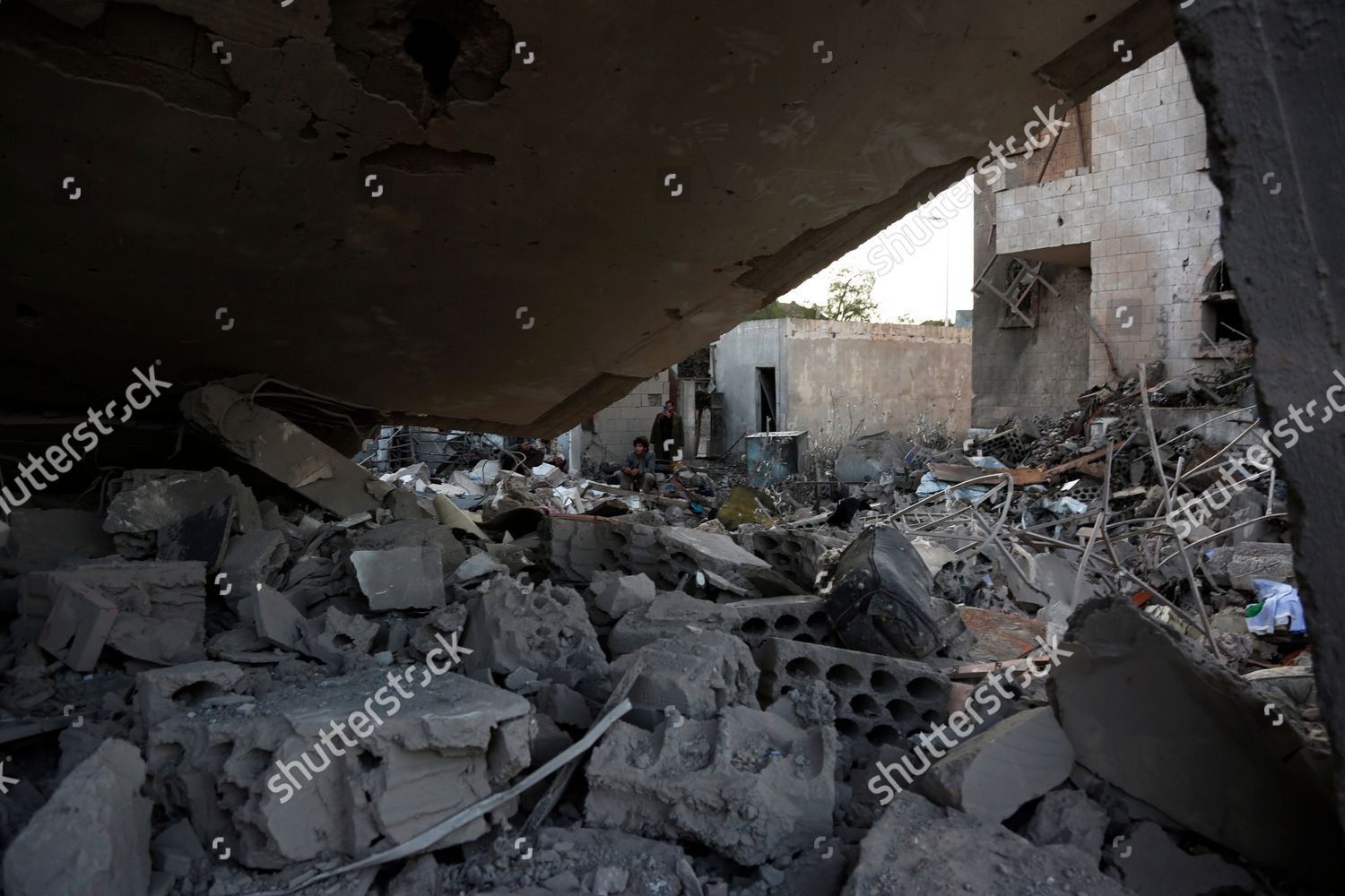 People Stand On Rubble House Destroyed Editorial Stock Photo - Stock ...