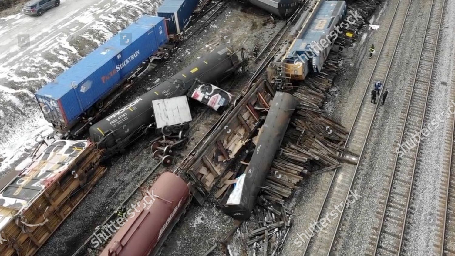 Drone Image Major Train Derailment Indiana Editorial Stock Photo ...