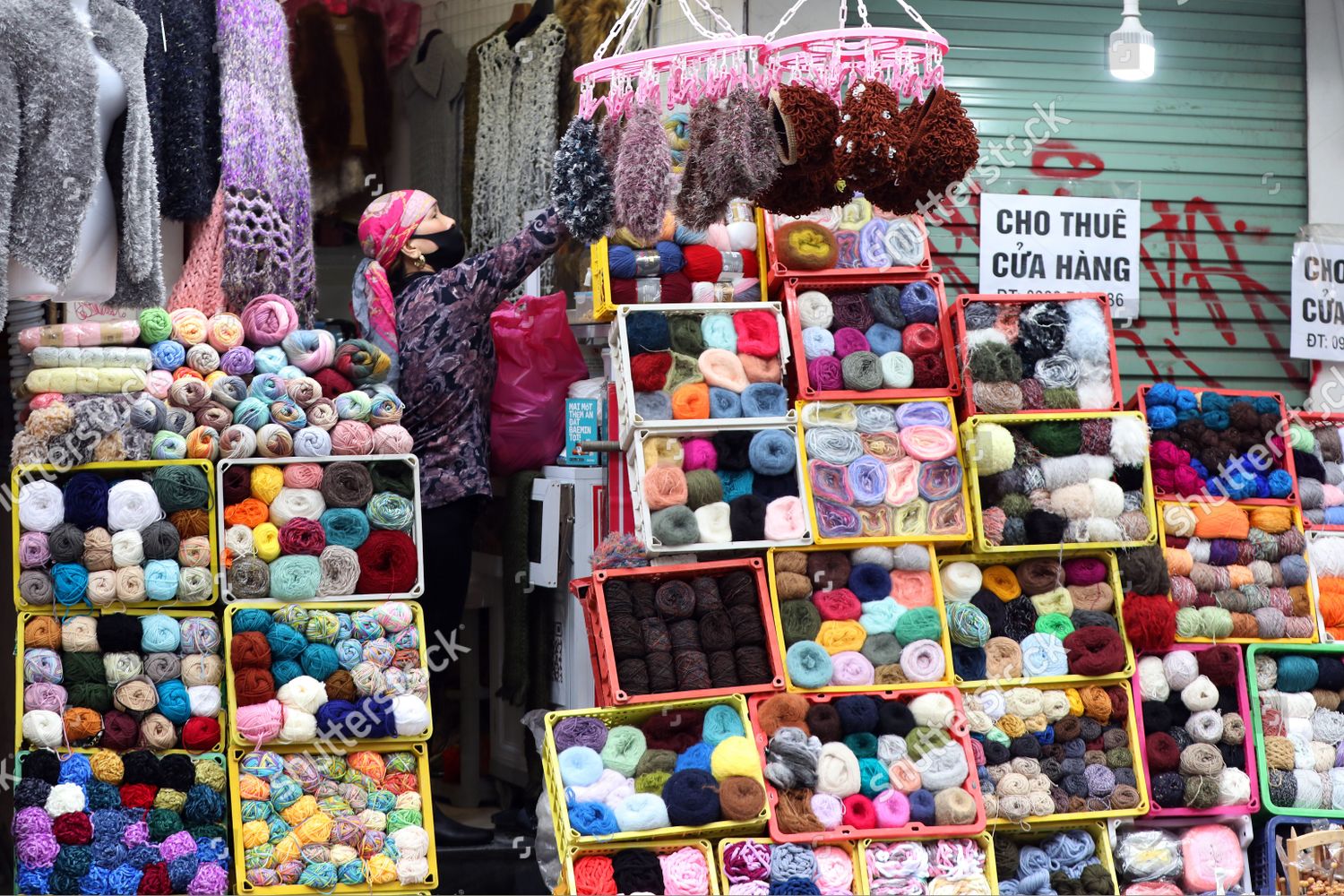 Woman Arranges Knit Yarn Stall Street Editorial Stock Photo - Stock ...
