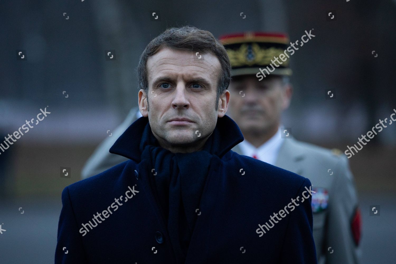 French President Emmanuel Macron During Welcoming Editorial Stock Photo ...