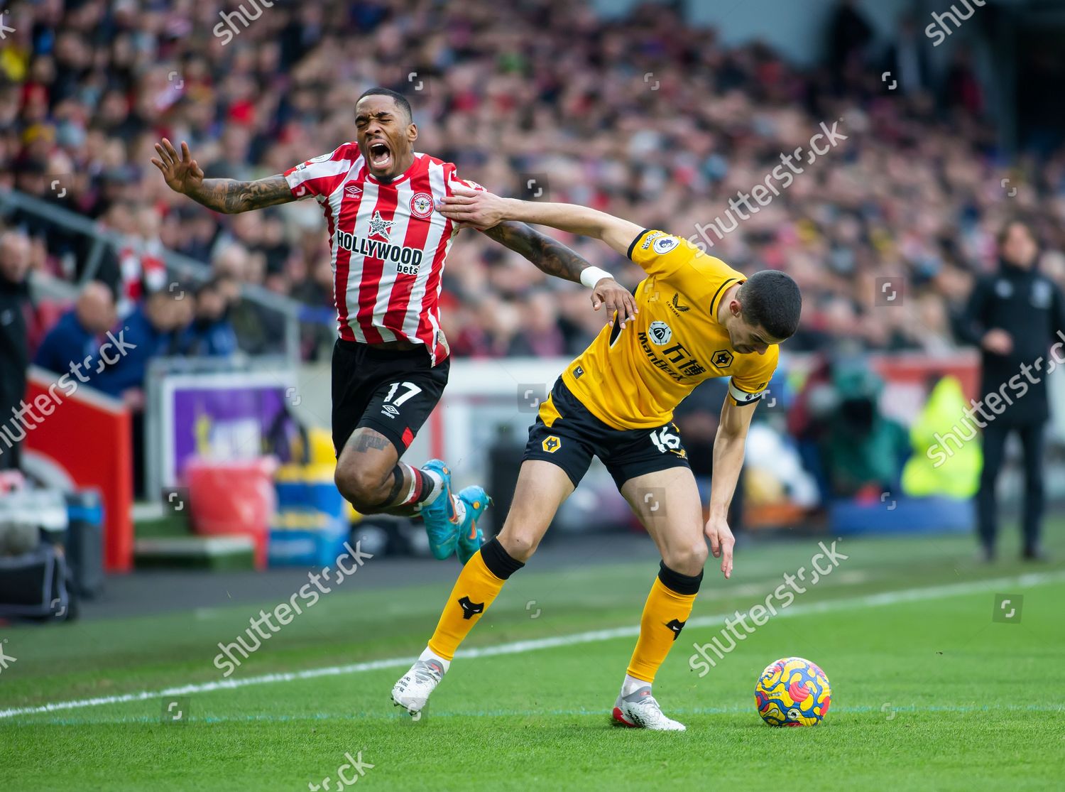 Ethan Pinnock Brentford Conor Coady Wolverhampton Editorial Stock Photo ...